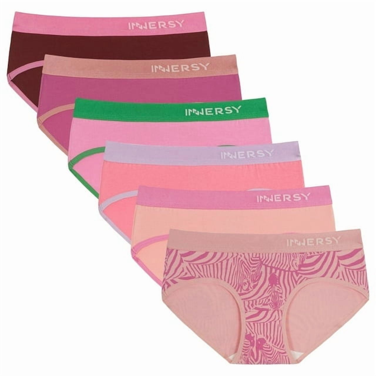 INNERSY Girls’ Cotton Underwear 6-Pack, Breathable Briefs with Wide ...