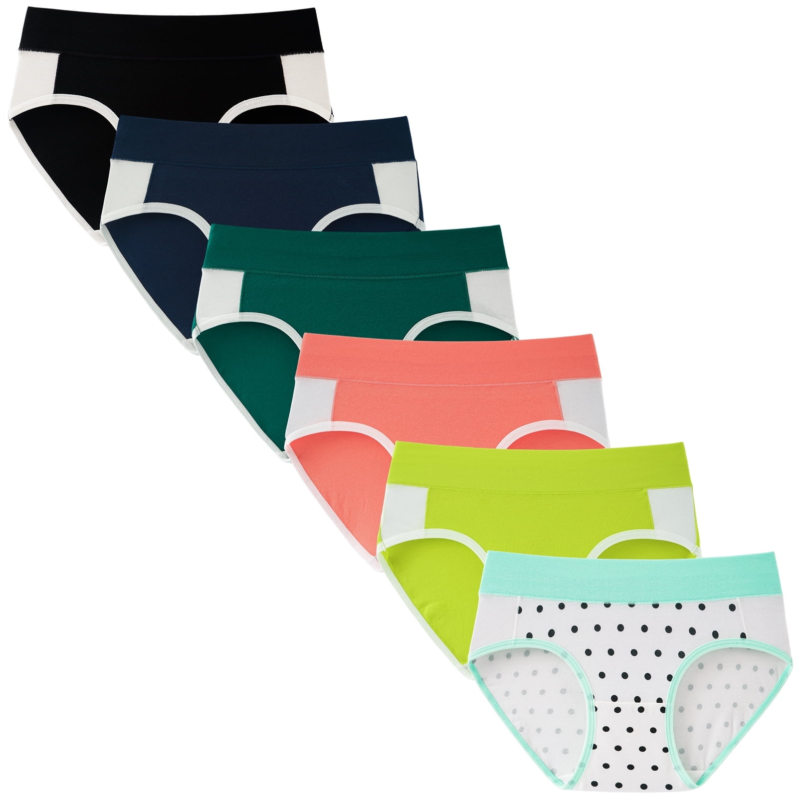 INNERSY Girls Soft Cotton Briefs, Wide Waistband, Pack of 6, Size L (12 ...