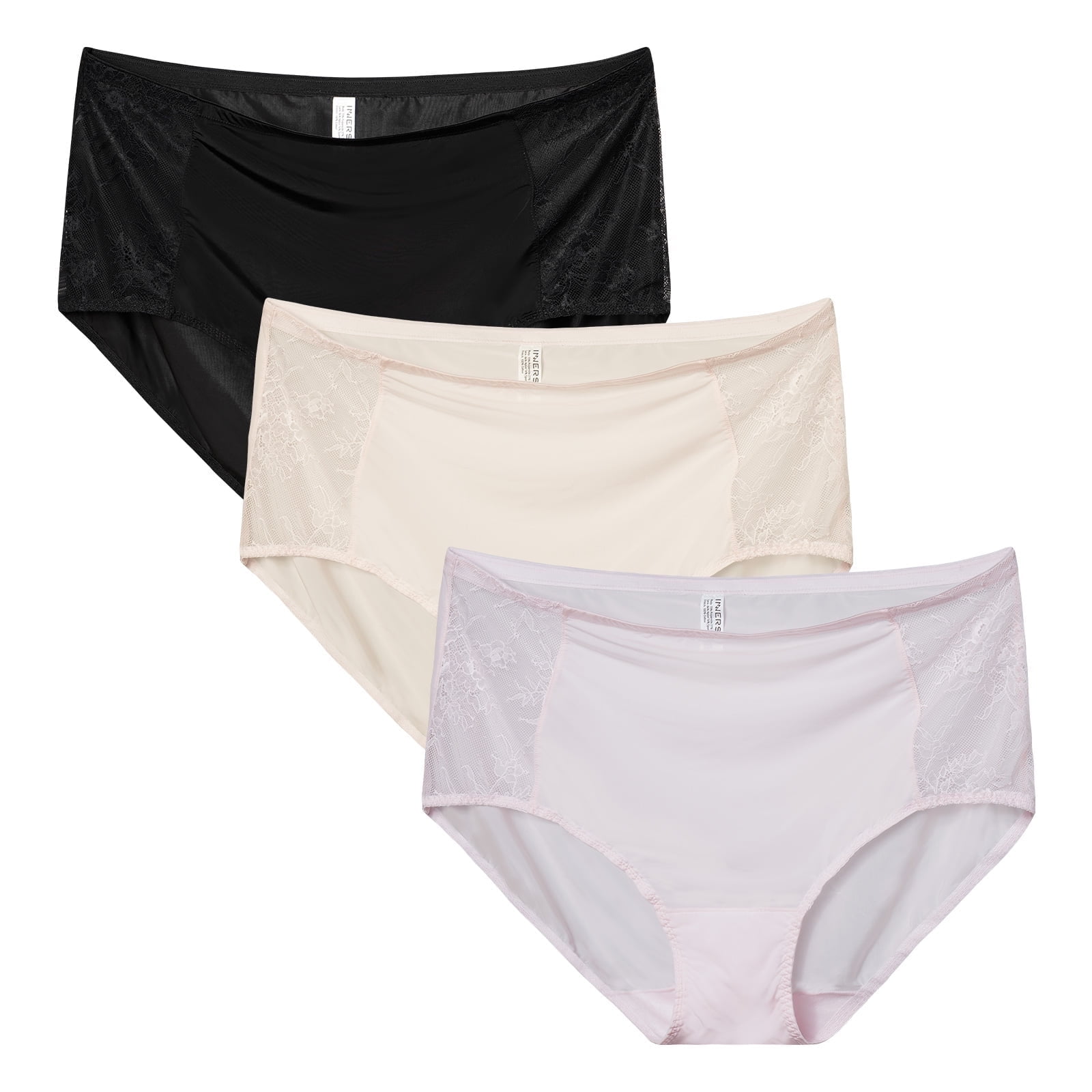 INNERSY Lace Underwear for Women Plus Size XL-4XL High Waisted Silky ...