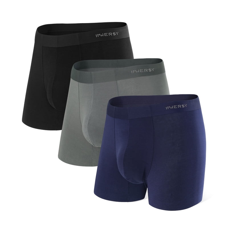INNERSY Men's Micro Modal Boxer Briefs No Show Short Leg Trunks ...