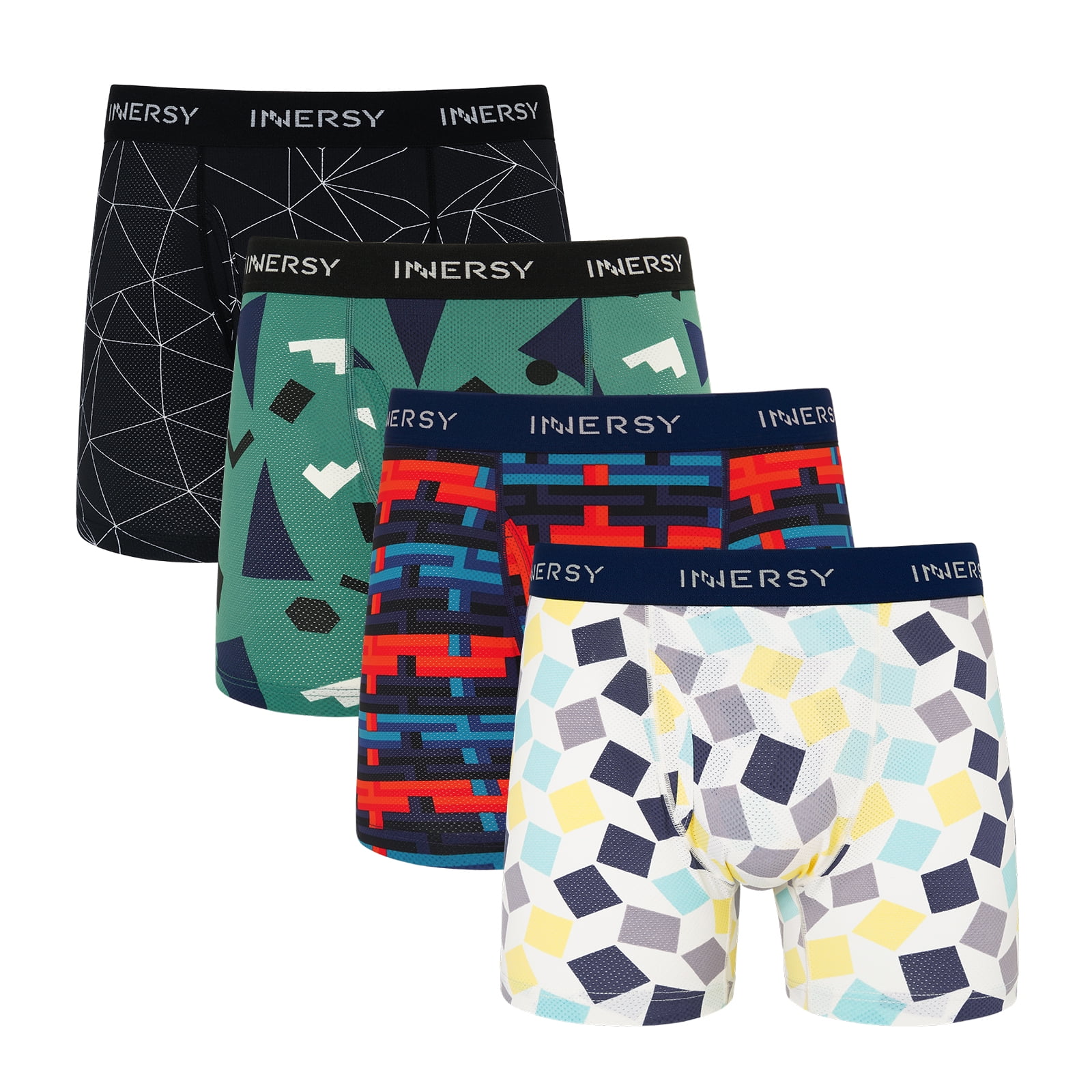 INNERSY Men's Mesh Boxer Briefs, Cooling Breathable, W/Fly, 4-Pack (M ...