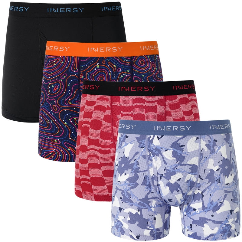 INNERSY Men's Underwear Soft Mesh Breathable Boxer Briefs 4-Pack(X ...