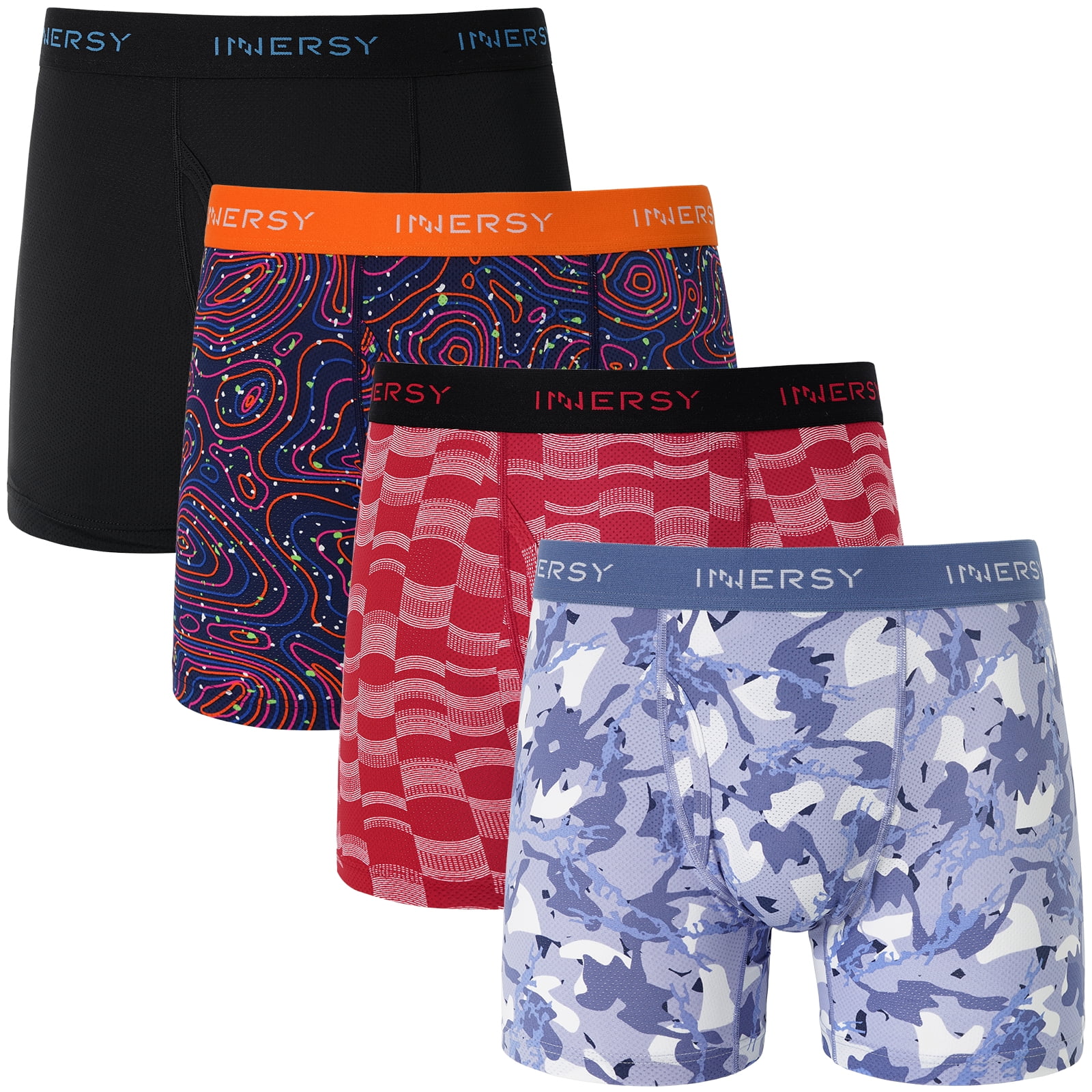 INNERSY Men's Underwear Soft Mesh Breathable Boxer Briefs 4-Pack(X ...