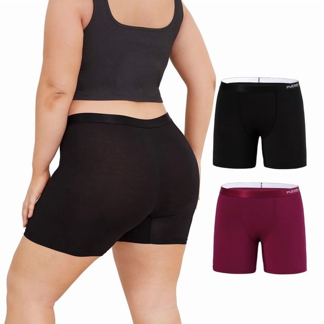INNERSY Plus Size Womens Boxer Briefs Modal 5" Boxers High-Waisted ...