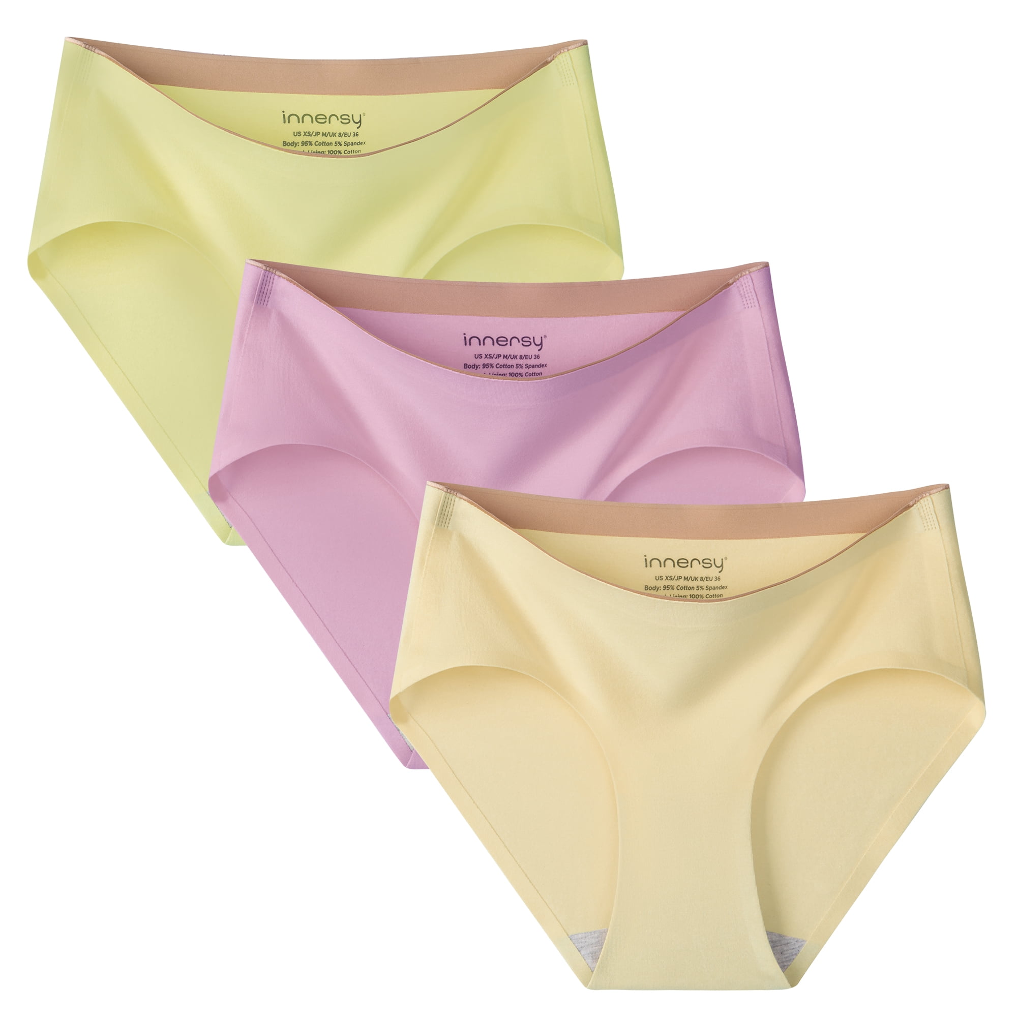 INNERSY Seamless Cotton Underwear for Women Semi Coverage Bikini ...