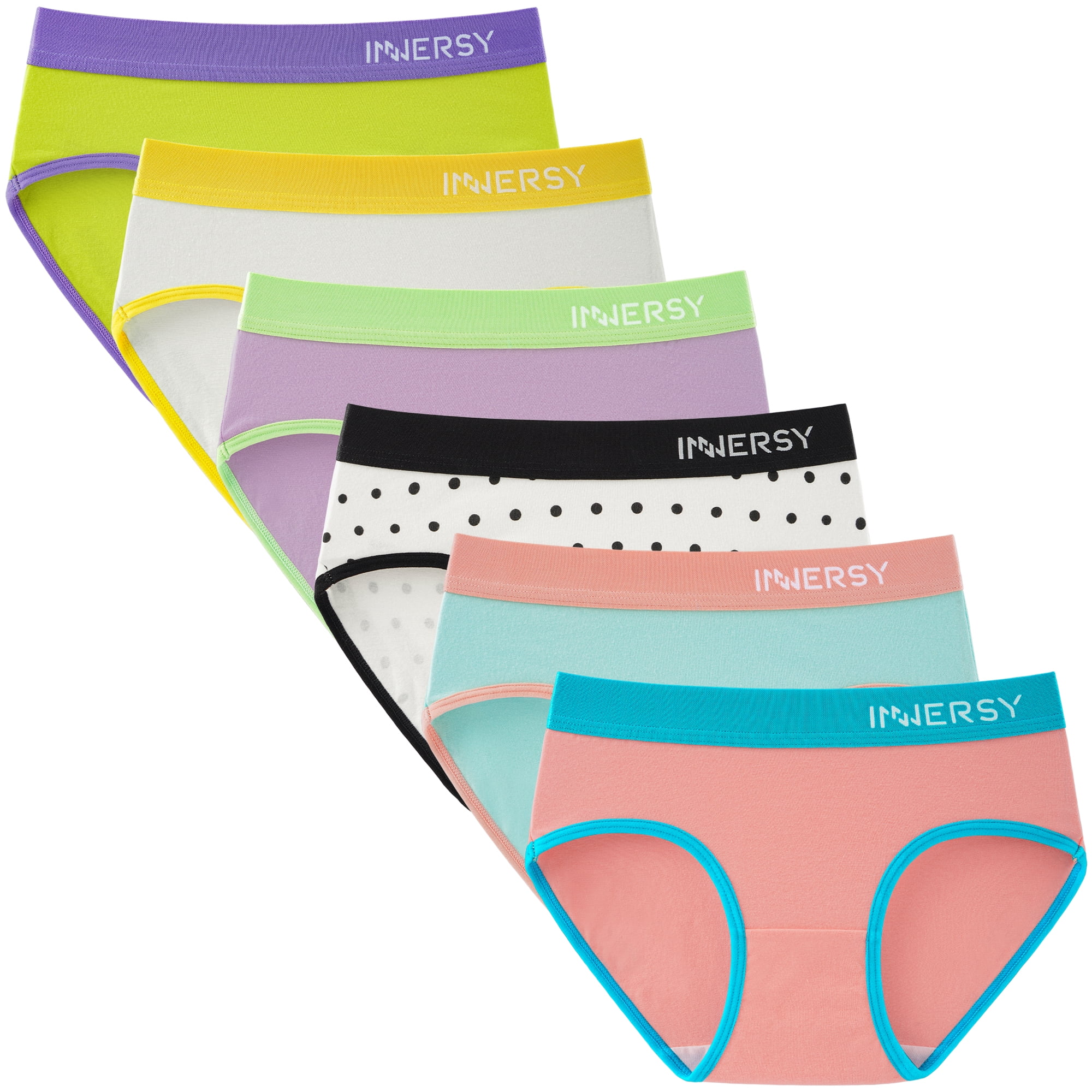 INNERSY Underwear for Girls Cotton Briefs Contrasting Color Teen ...