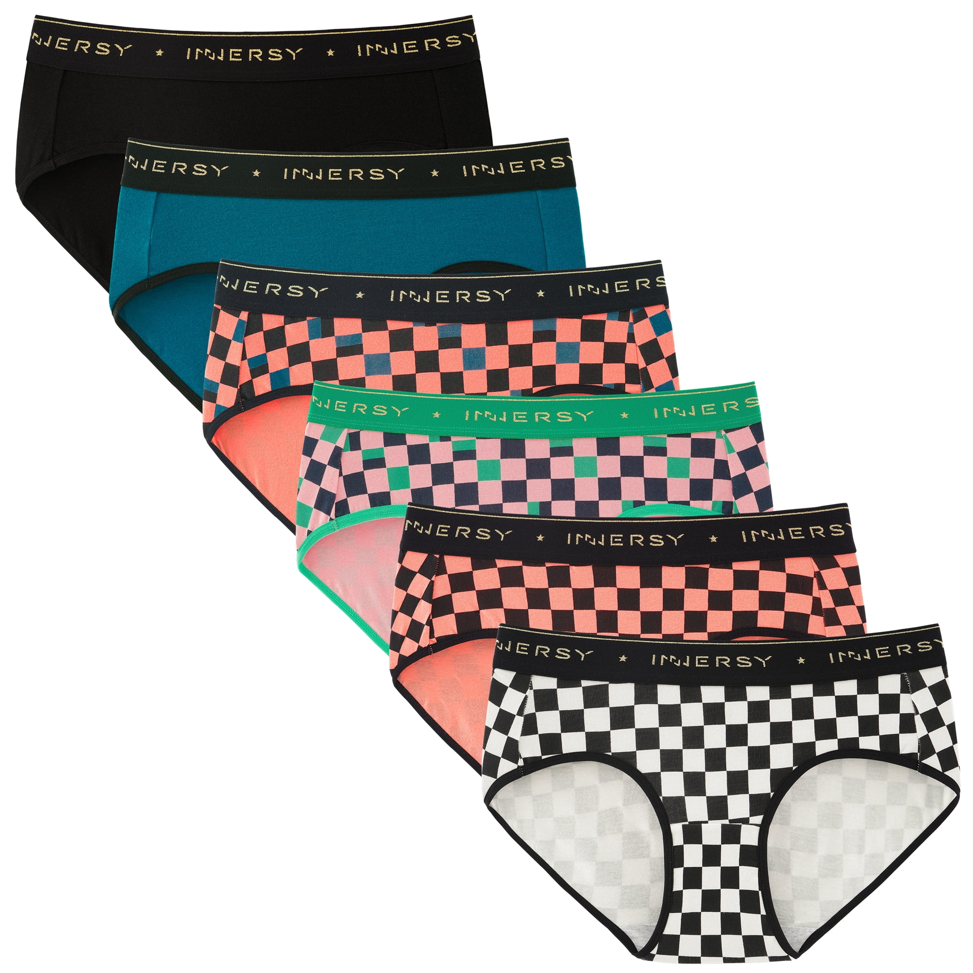 INNERSY Underwear for Women Cotton Hipster Vintage Checks Panties 6 ...