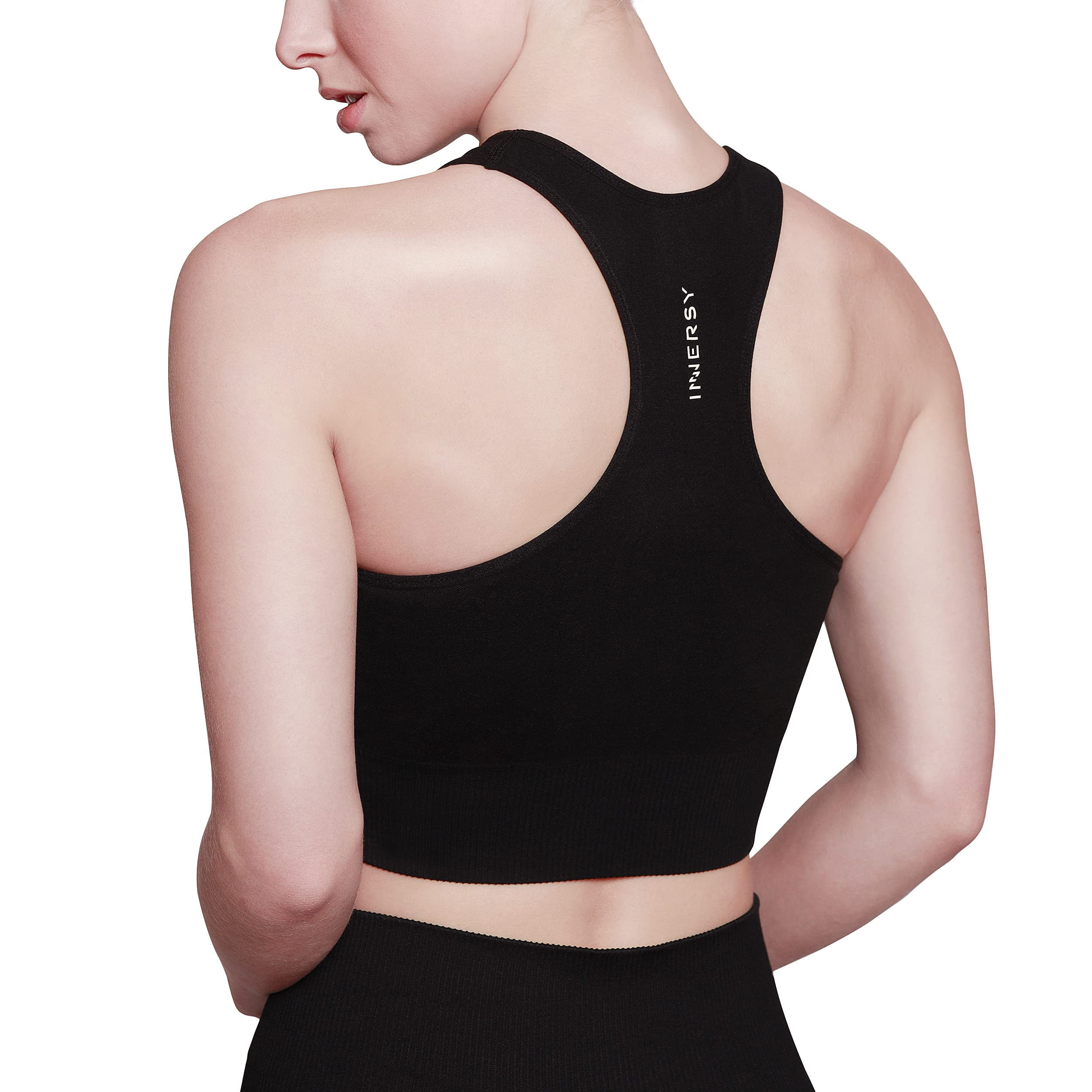 INNERSY Women's Sport Bra Padded Racerback Mid-Low Impact Workout Bra ...