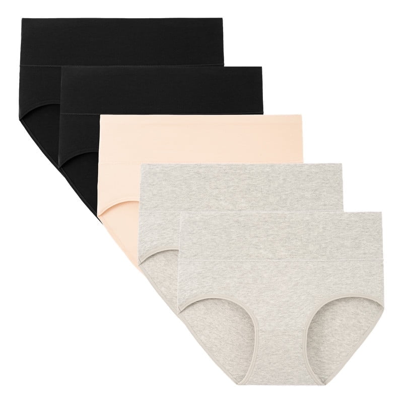 INNERSY Women's Cotton High Waisted Briefs 5-Pack Postpartum Full ...