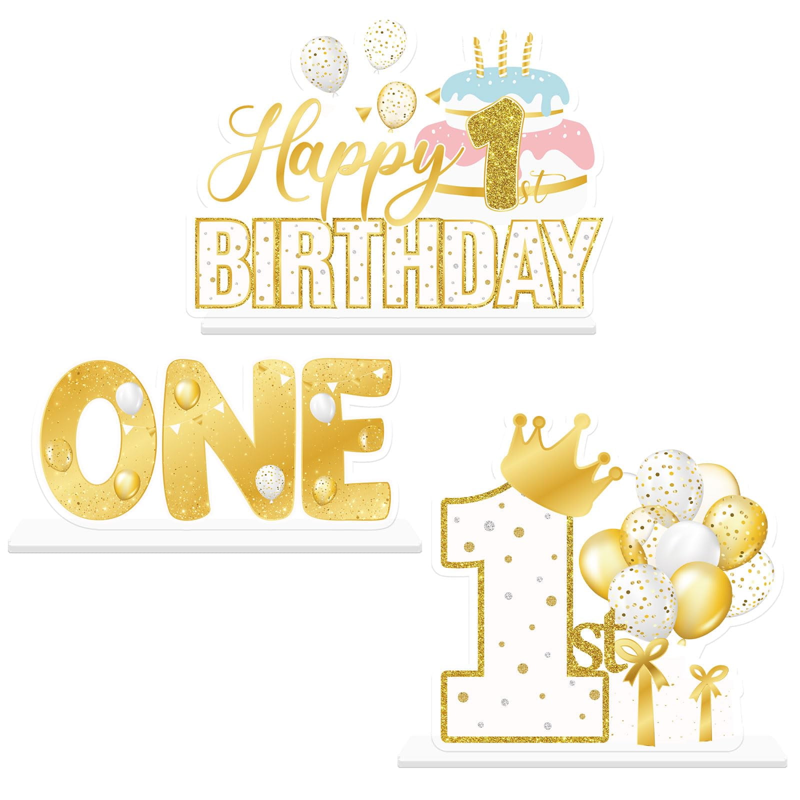 INNORU 1st Birthday Table Poster Centerpieces, Acrylic Boy Girl First ...