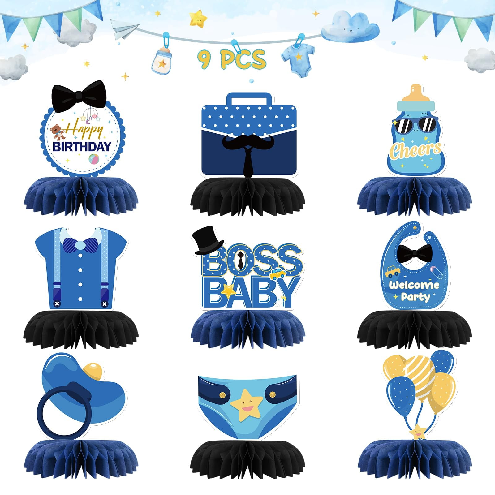INNORU Boss Baby Table Honeycomb Centerpieces, Boy 1st Birthday ...