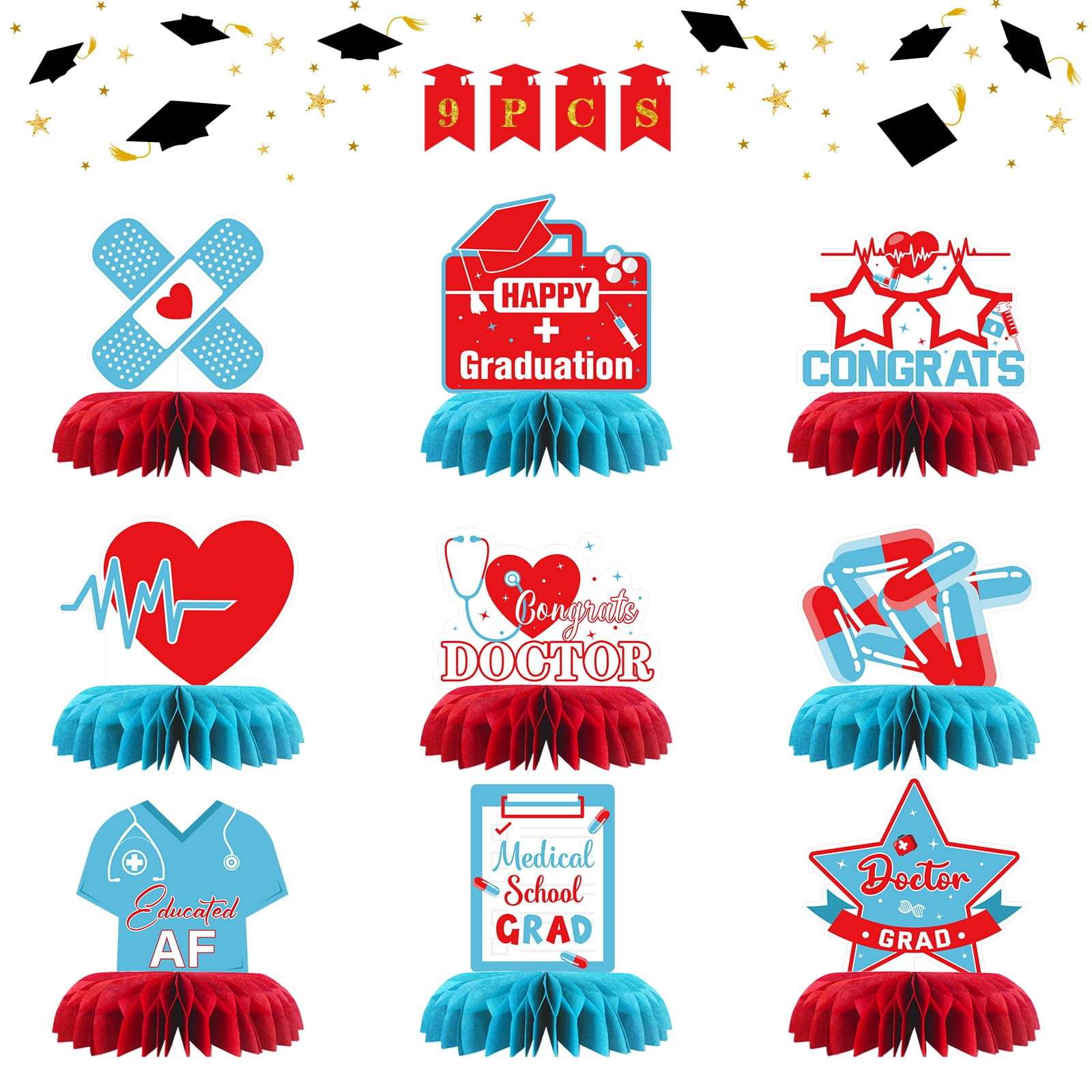 INNORU Doctor Graduation Table Honeycomb Centerpieces, Congrats Doctor ...