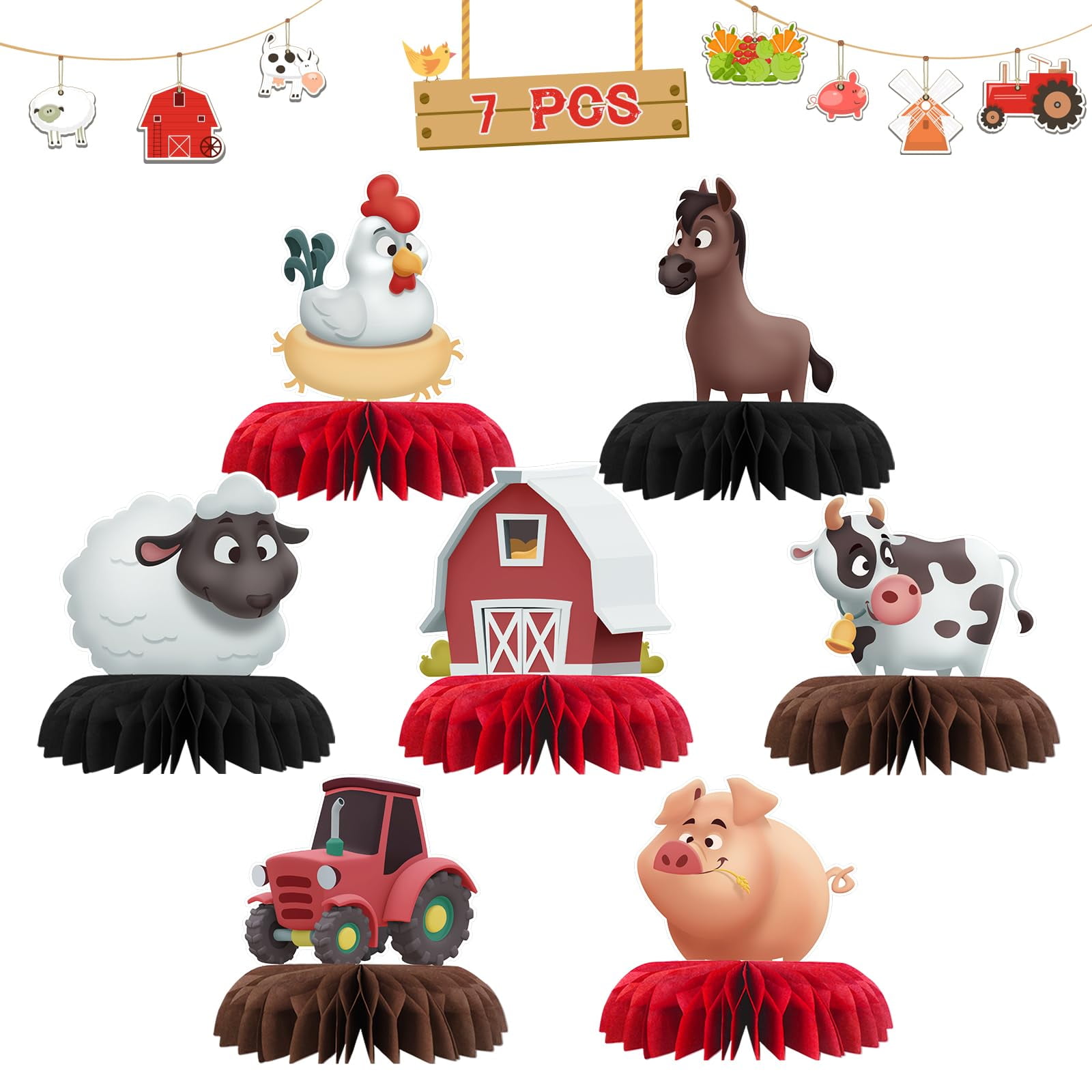 INNORU Farm Animals Table Honeycomb Centerpieces, Farm Baby Shower ...