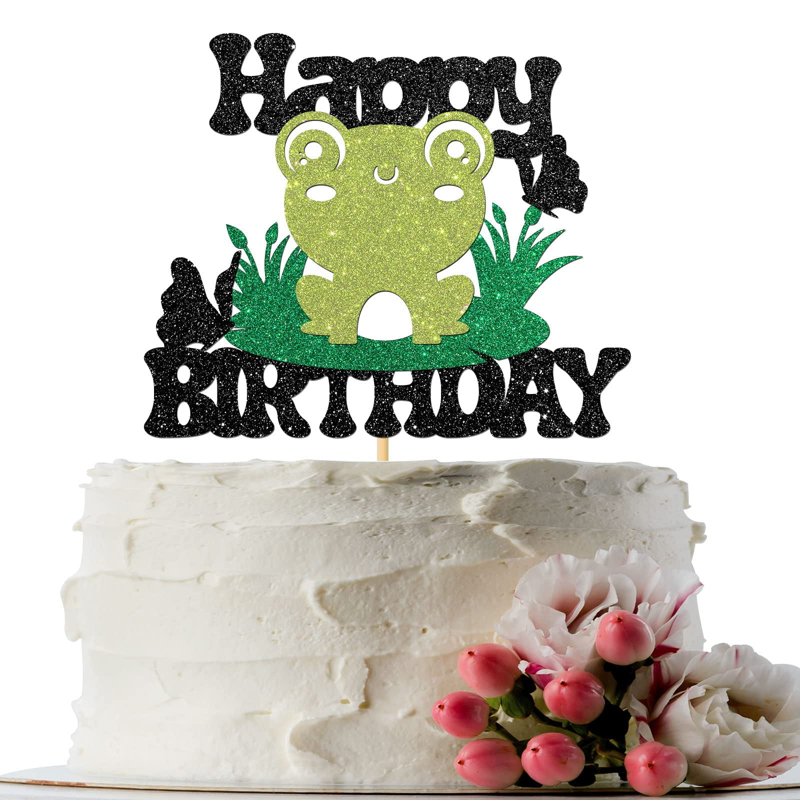 INNORU Frog Happy Birthday Cake Topper - Cute Frog Party Decor - Kids ...