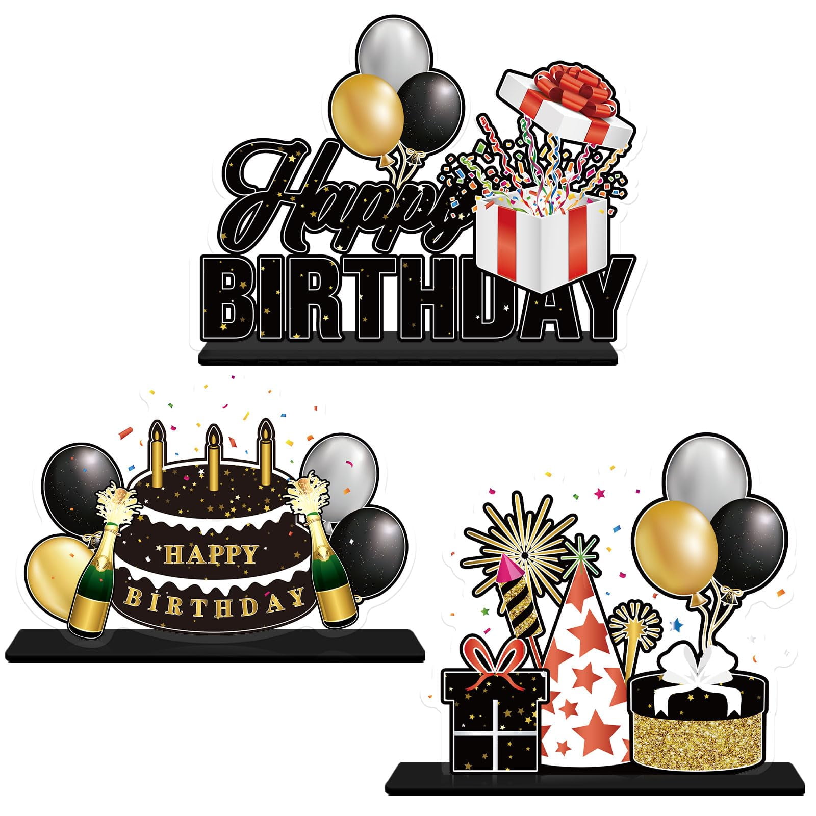 INNORU Happy Birthday Acrylic Table Centerpieces Set, Anniversary ...