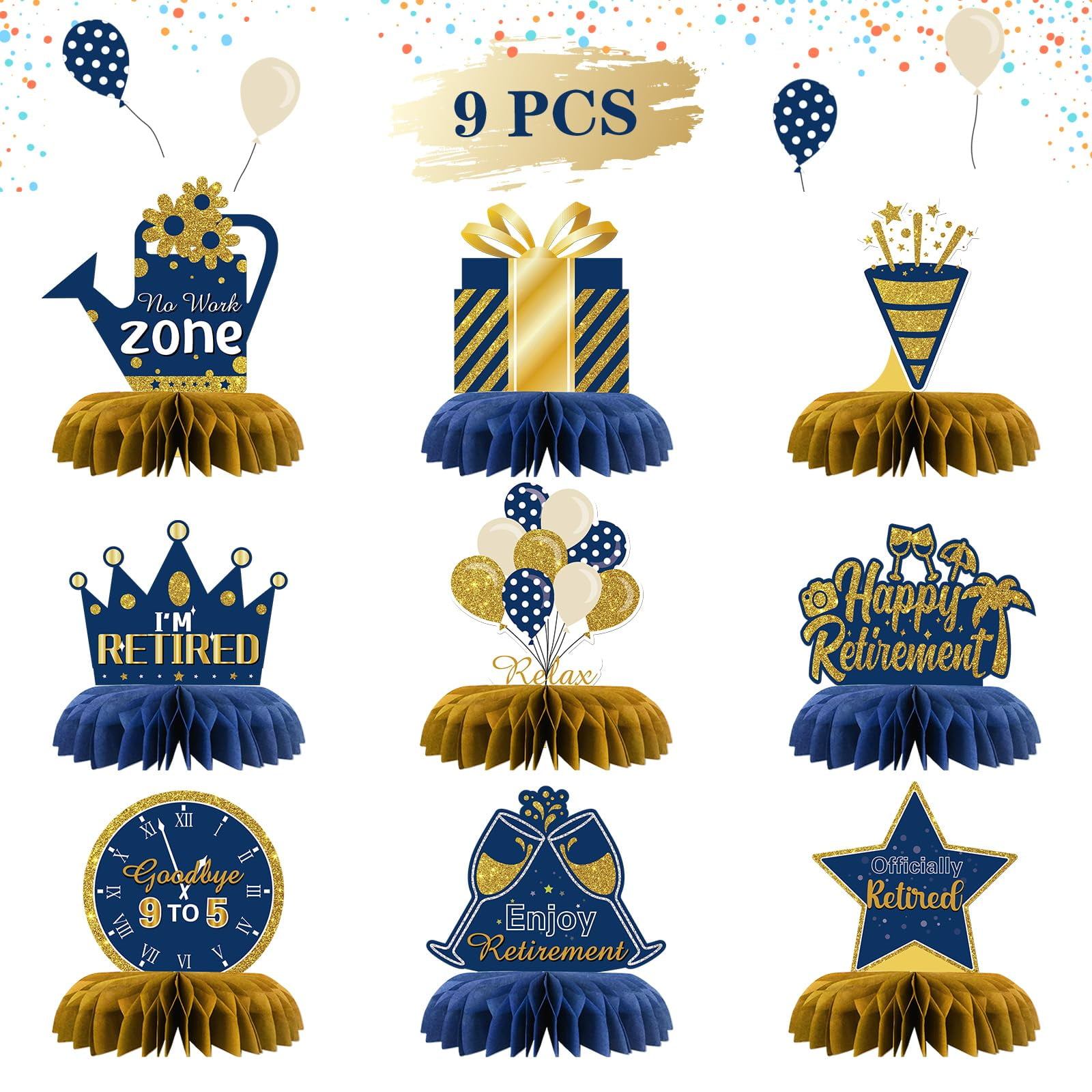 INNORU Happy Retirement Table Honeycomb Centerpieces, Retirement Party ...