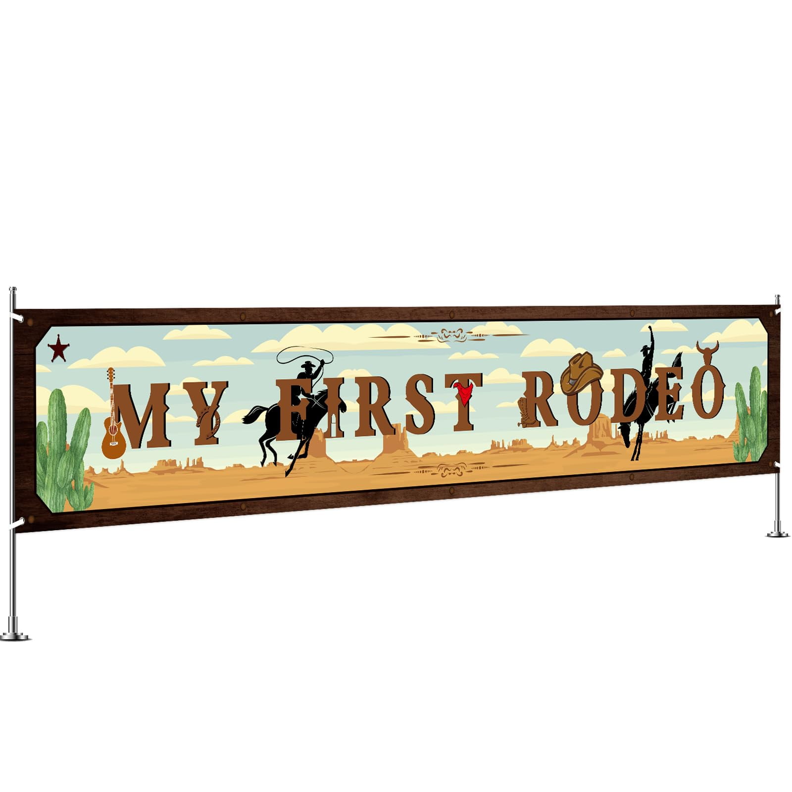 INNORU Large MyUMRT First Rodeo Banner, Cowboy Cowgirl Birthday Party ...