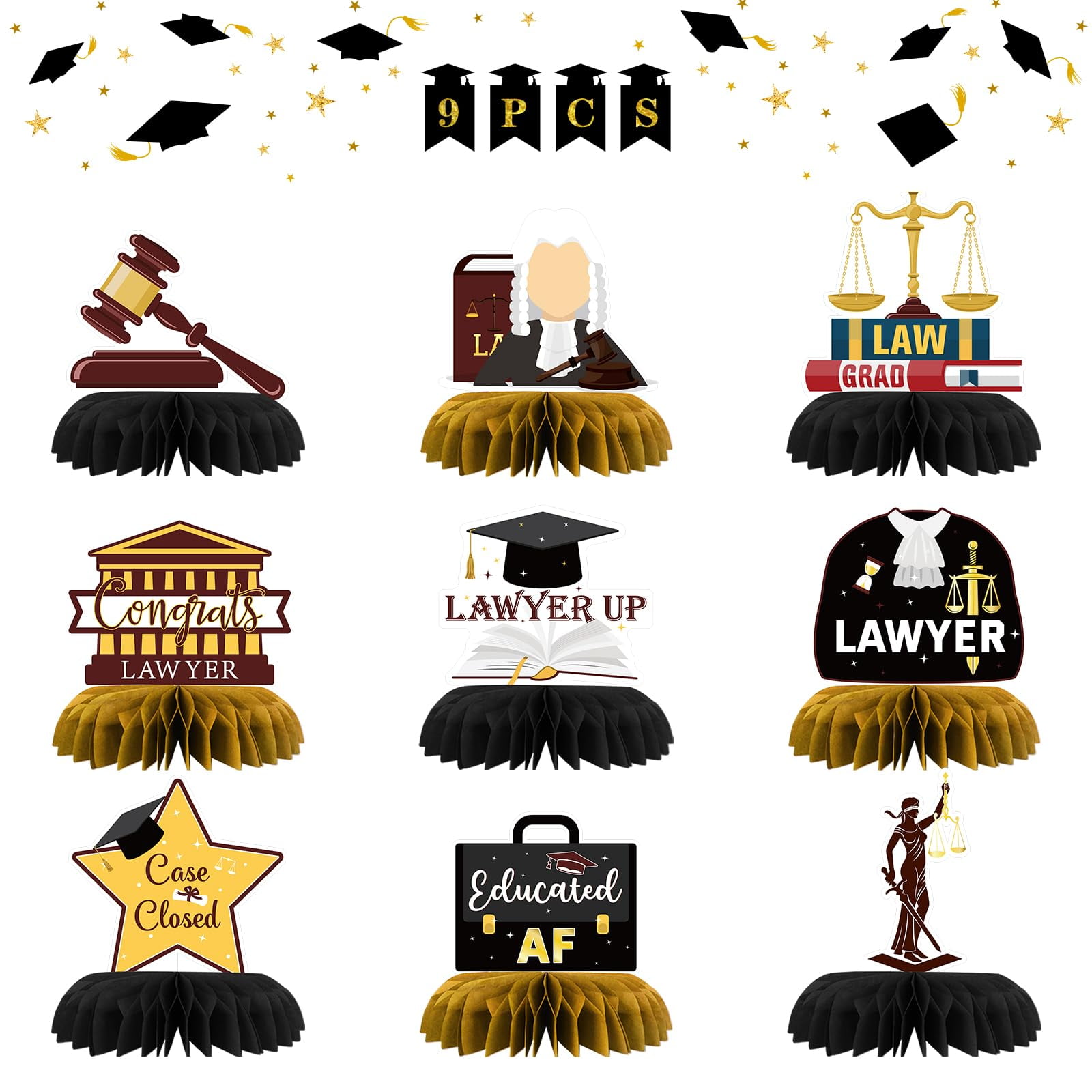 INNORU Lawyer Graduation Table Honeycomb Centerpieces, Congrats Lawyer ...