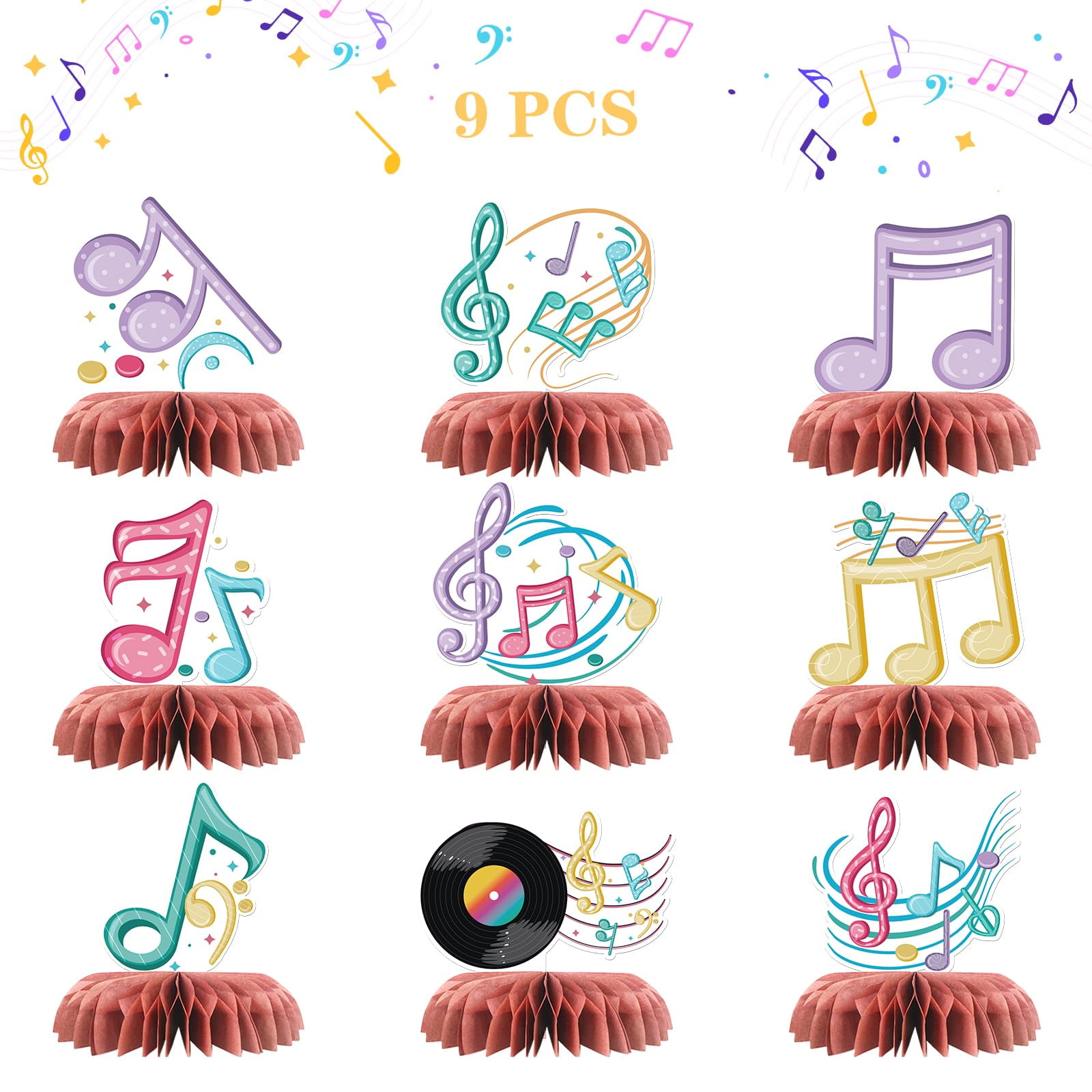 INNORU Music Notes Table Honeycomb Centerpieces, Kids Birthday ...