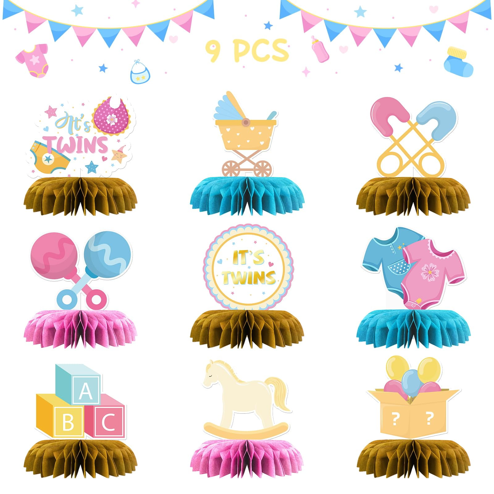 INNORU It's Twins Table Honeycomb Centerpieces, Twins 1st Birthday ...