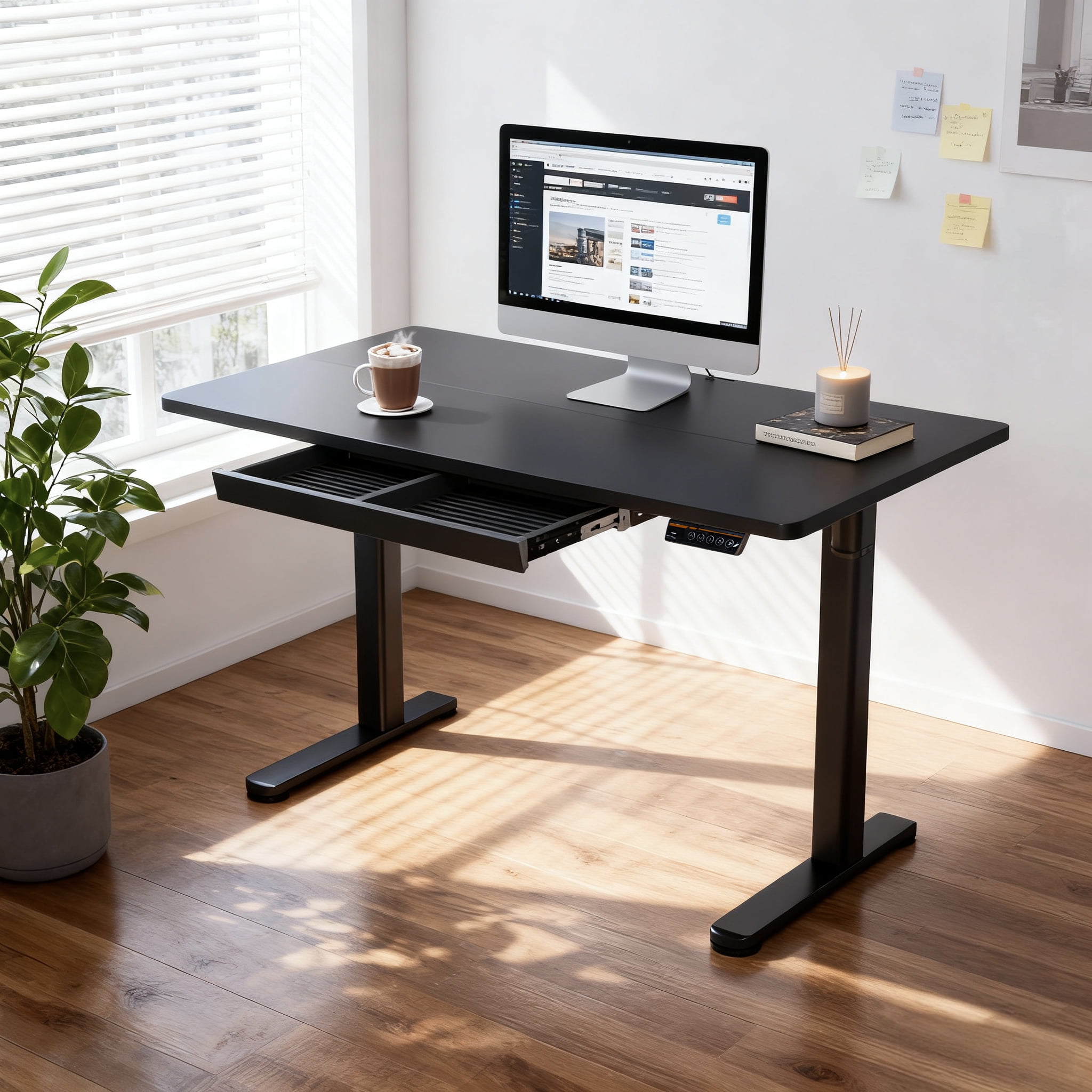 INNOVAR Standing Adjustable Height Desk with 1 Drawers, 55 inch ...