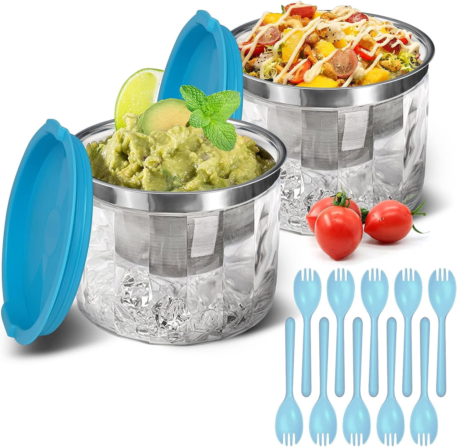 INNOVATIVE LIFE Ice Chilled Dip Bowl 2Pack, 25oz Stainless Steel ...
