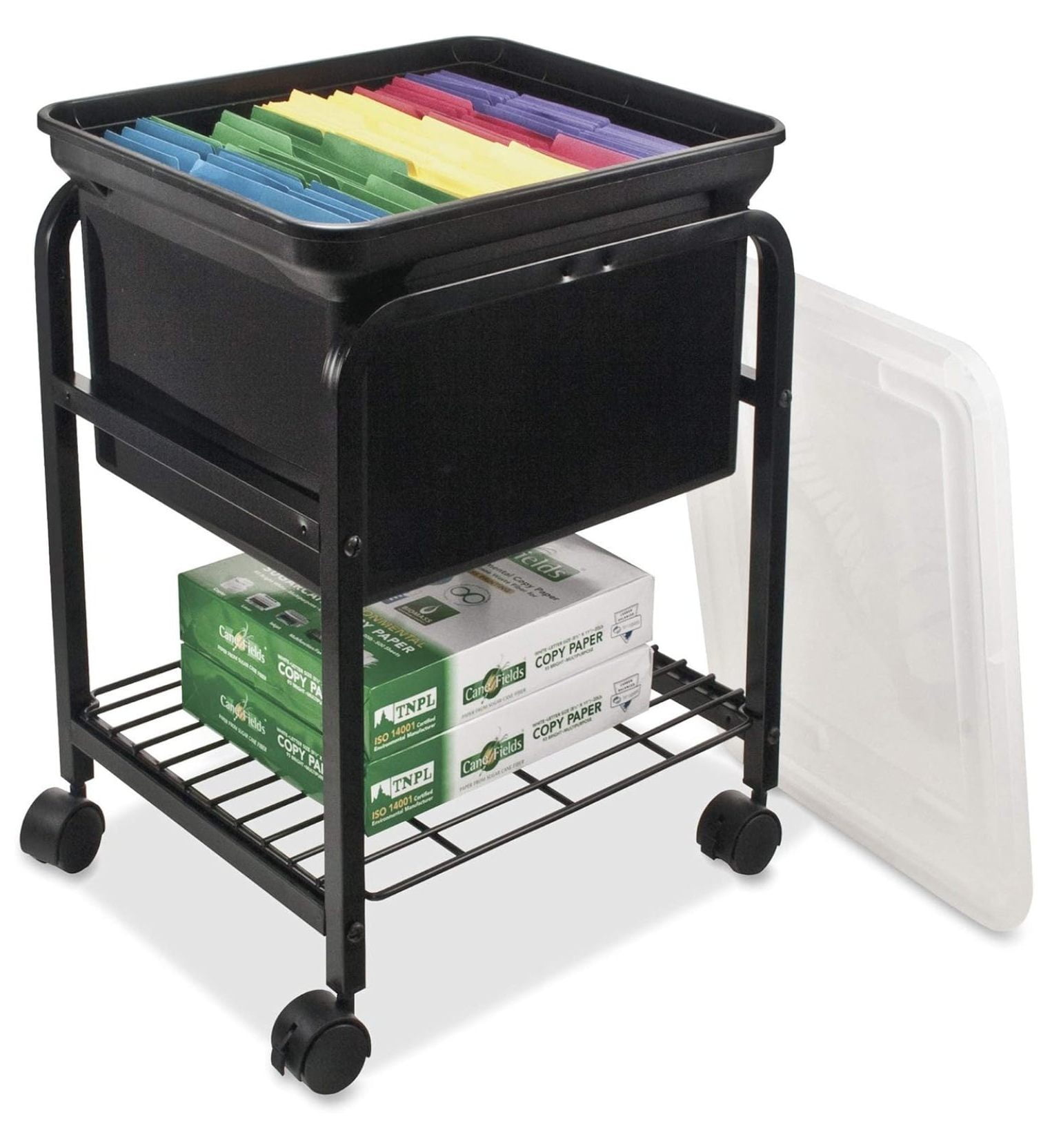 INNOVATIVE STORAGE DESIGN Hanging Rolling File Cart with Clear Lid, 15 ...