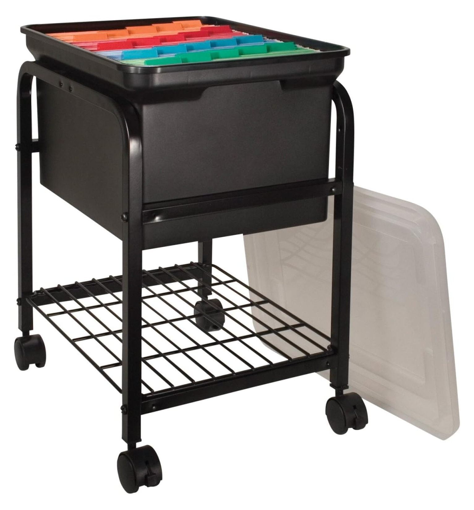 INNOVATIVE STORAGE DESIGN Hanging Rolling File Cart with Clear Lid, 15 ...