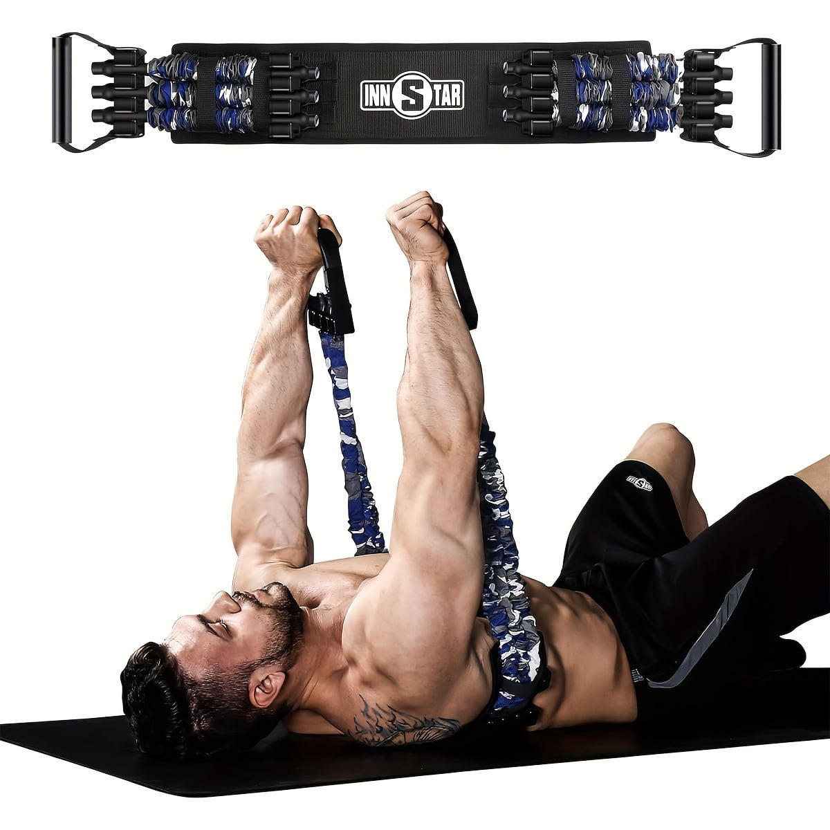INNSTAR Portable Bench Press - Adjustable Push Up Bands, Chest & Arm ...