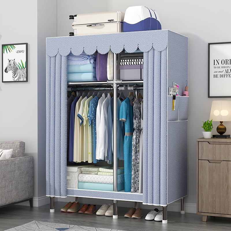 INO Design 43'' Inch Fabric Portable Wardrobe With 2 Movable Hanging ...