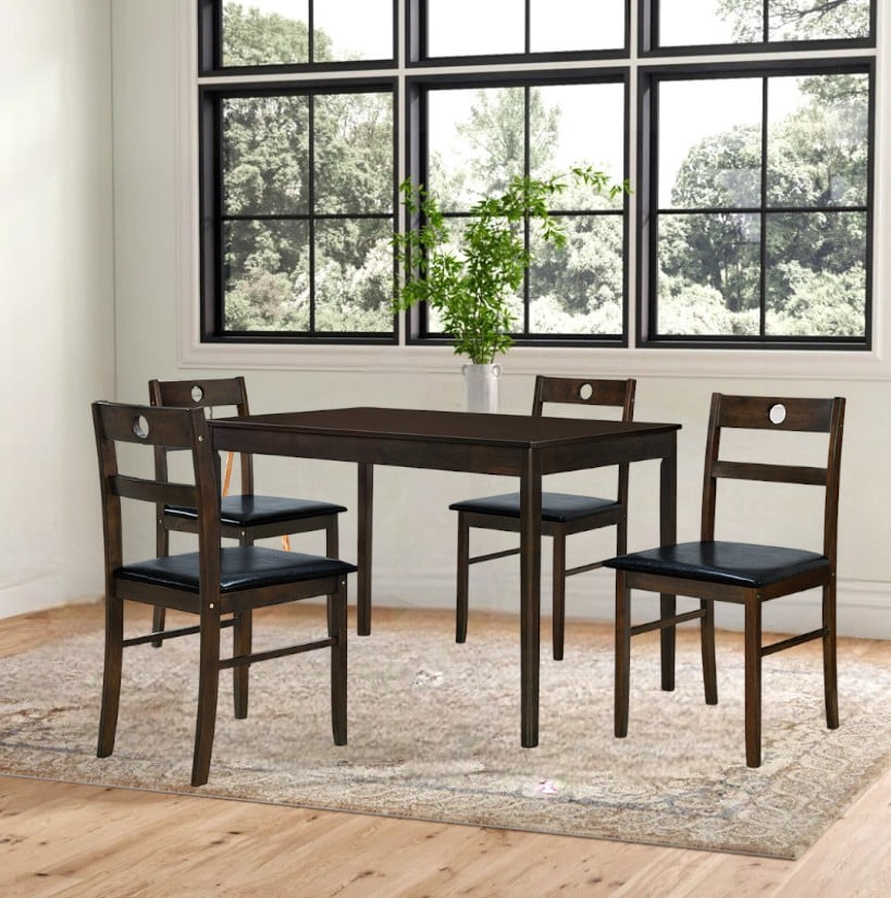 INO Design 5-Piece Mid-Century Modern Dining Set of 4 : Elegant Wooden ...