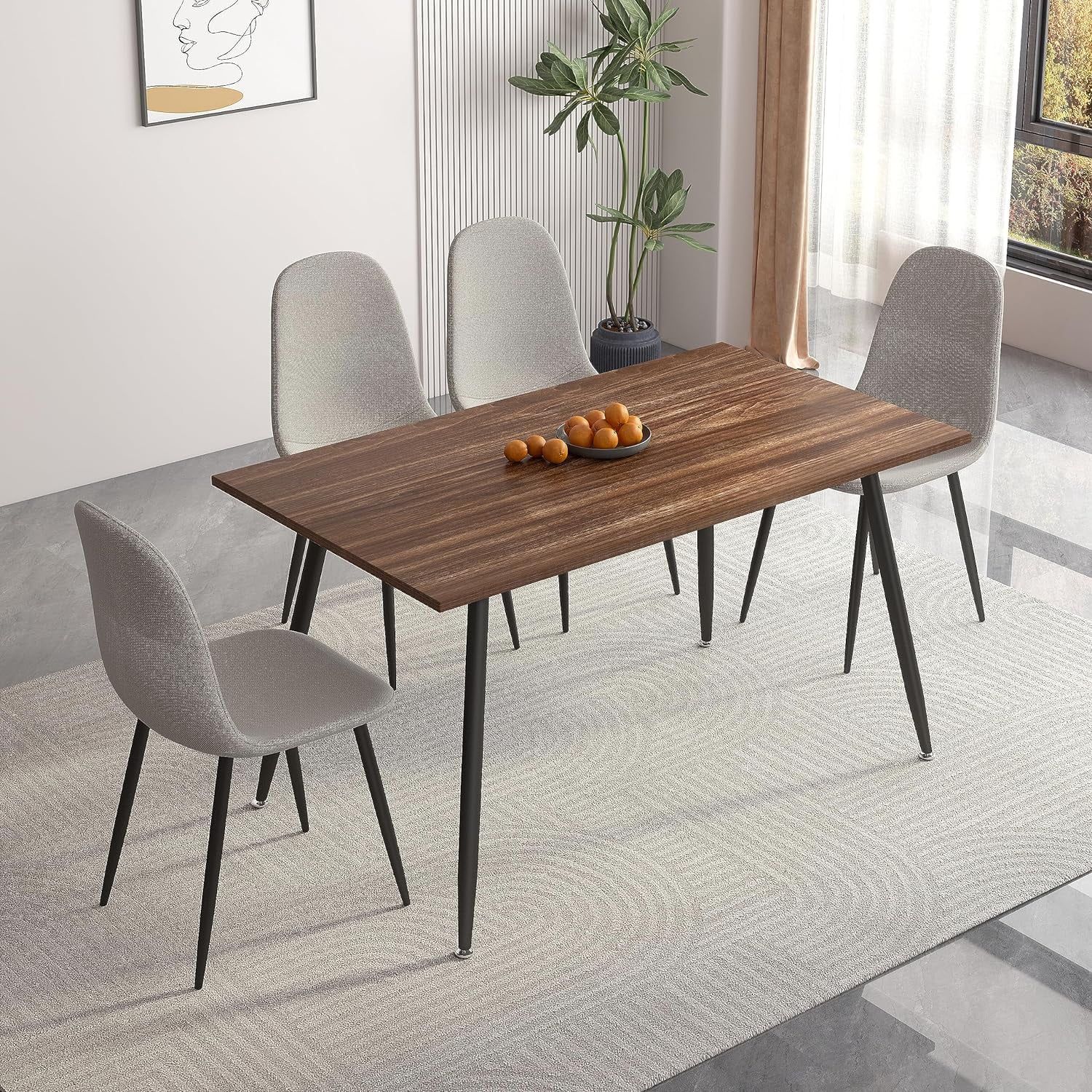 INO Design 5 Piece Modern Kitchen Dining Room Table Set for 4, Classic ...