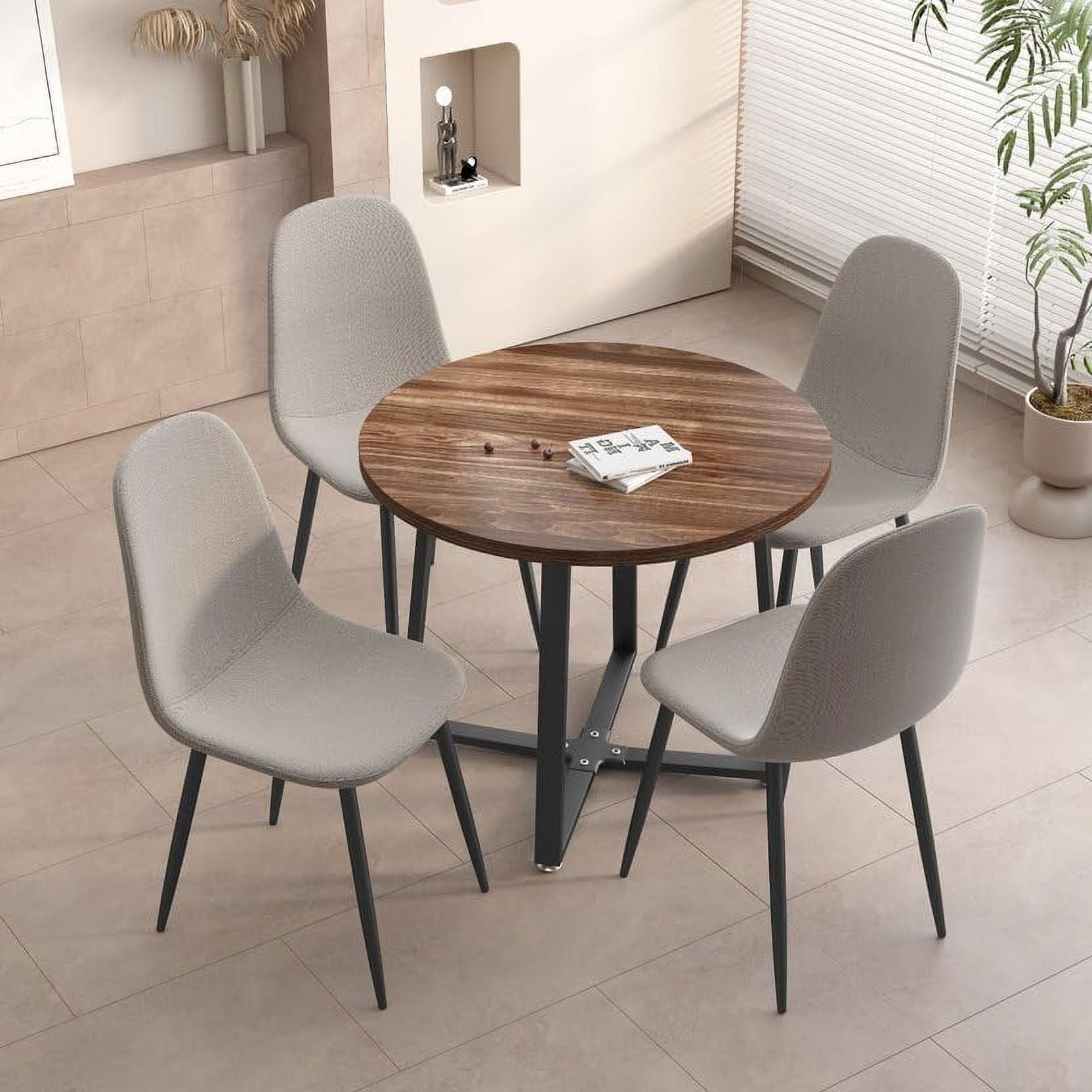 INO Design 5-Piece Mid-Century Modern Dining Set - Round Table with 4 ...