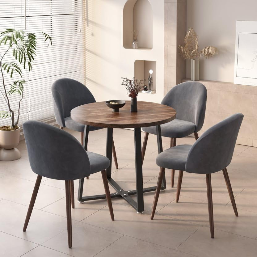 INO Design Dining Set for 5 Piece Mid-Century Modern Round Table with 4 ...