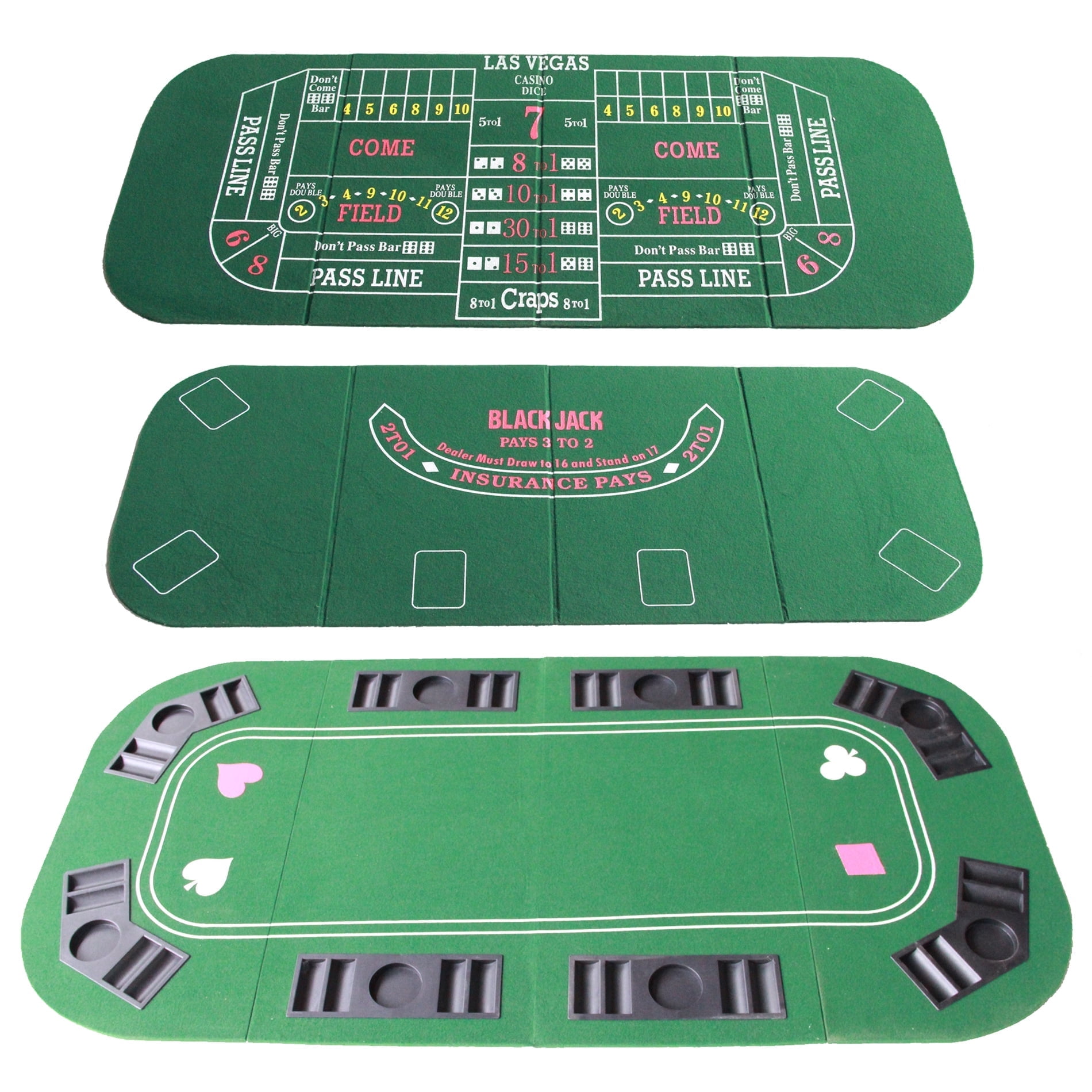 INO Design Foldable Poker Table Top Mat Green Felt Tabletop 3in1 for ...