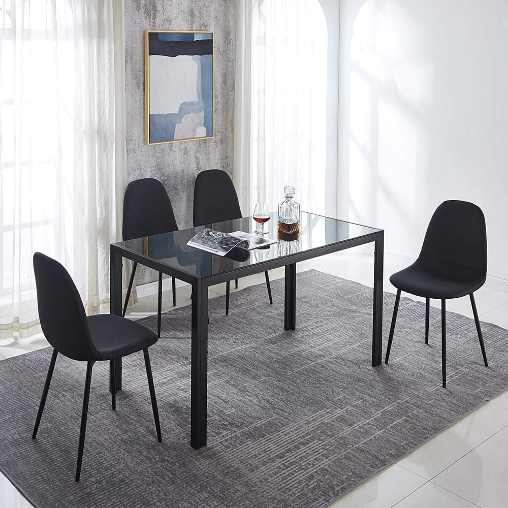INO Design Furniture 5 Piece Deluxe Transparent Glass Top Dining Table ...