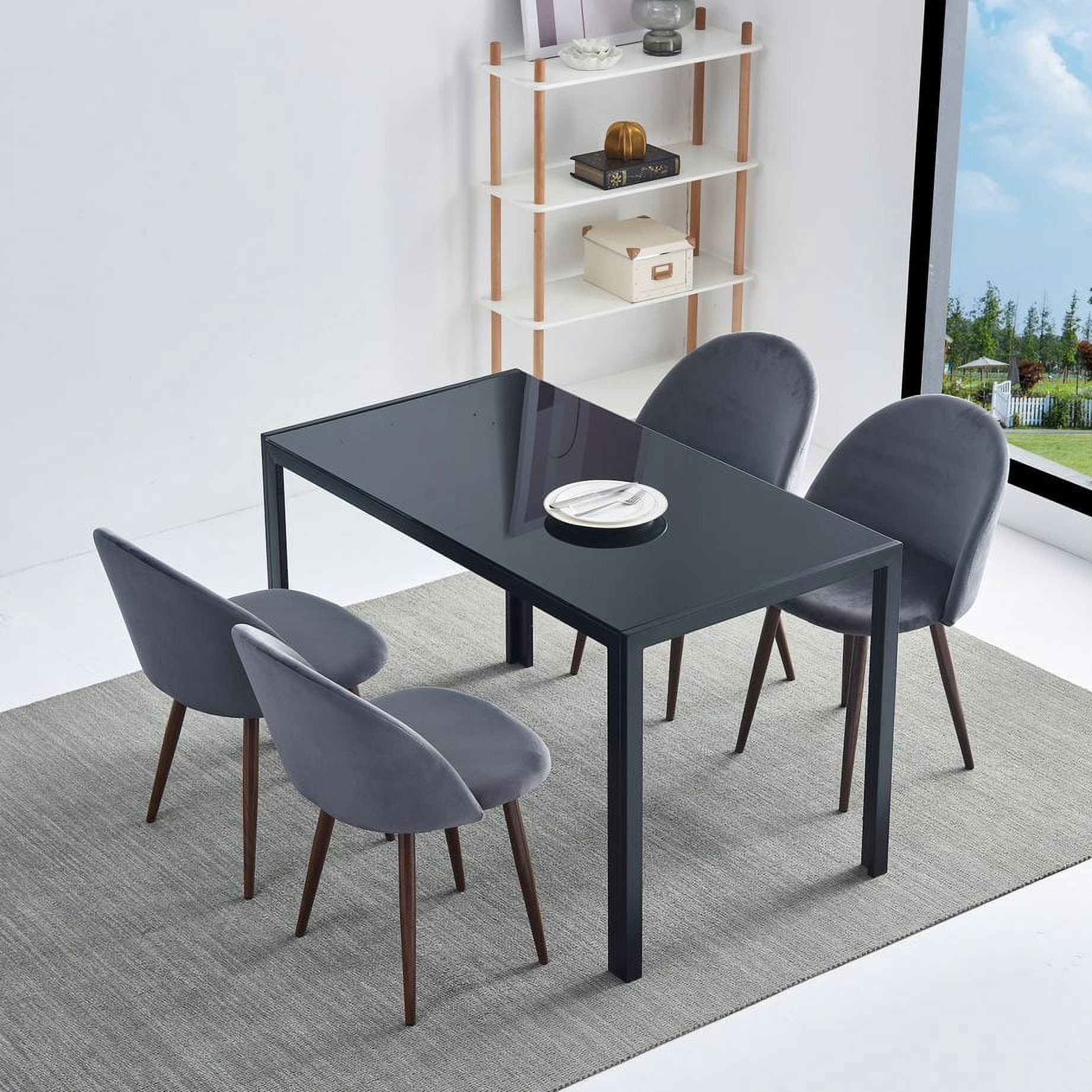 INO Design Furniture 5 Piece Deluxe Transparent Glass Top Dining Table ...
