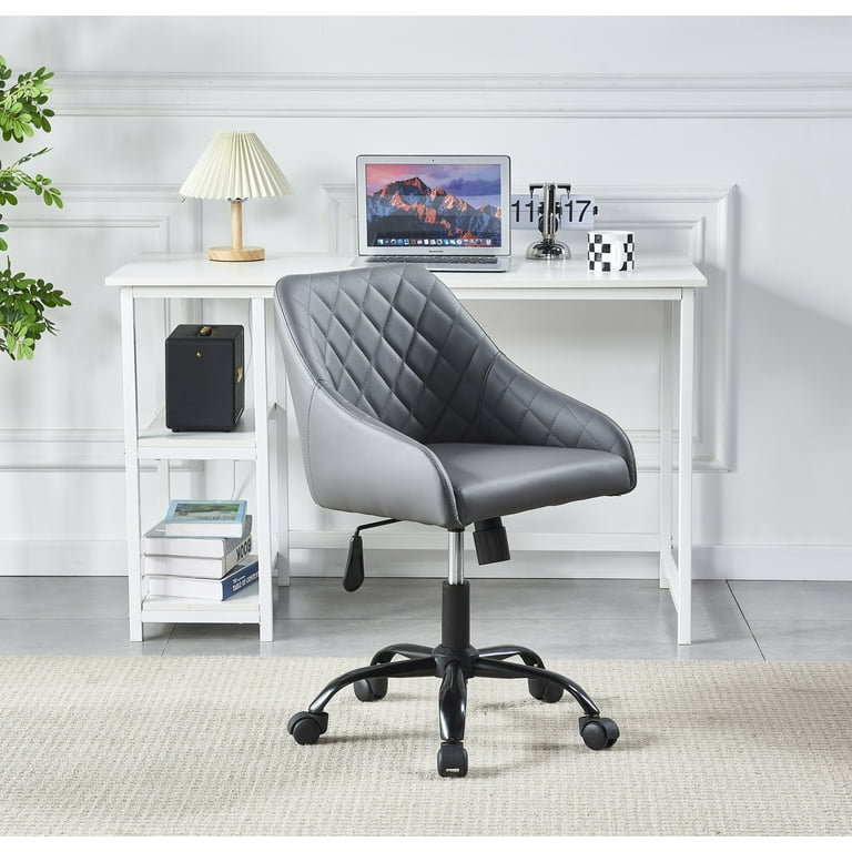 Ino Design Home Office Chair Executive Mid Back Computer Table Desk Chair Swivel Height Adjustable Ergonomic with Armrest Grey Size 23.6 W x 20.4