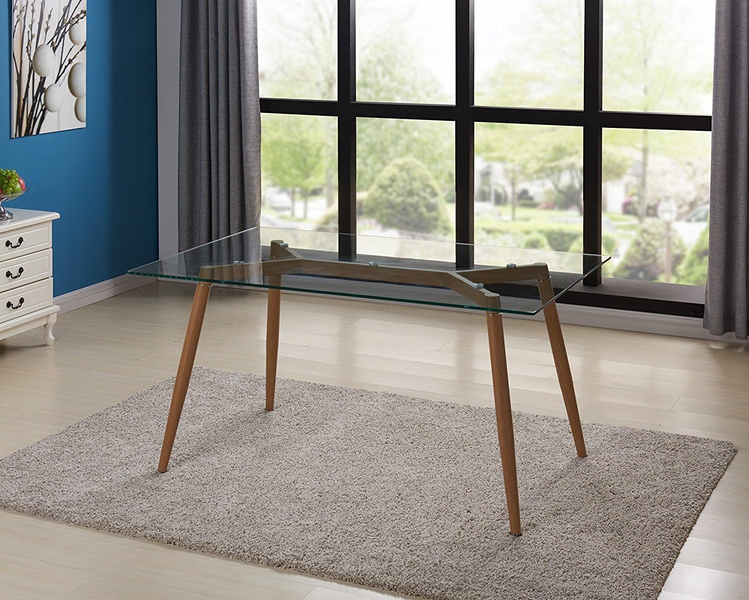 INO Design Modern Transparent Glass Top Rectangular Dining Table for 4 ...