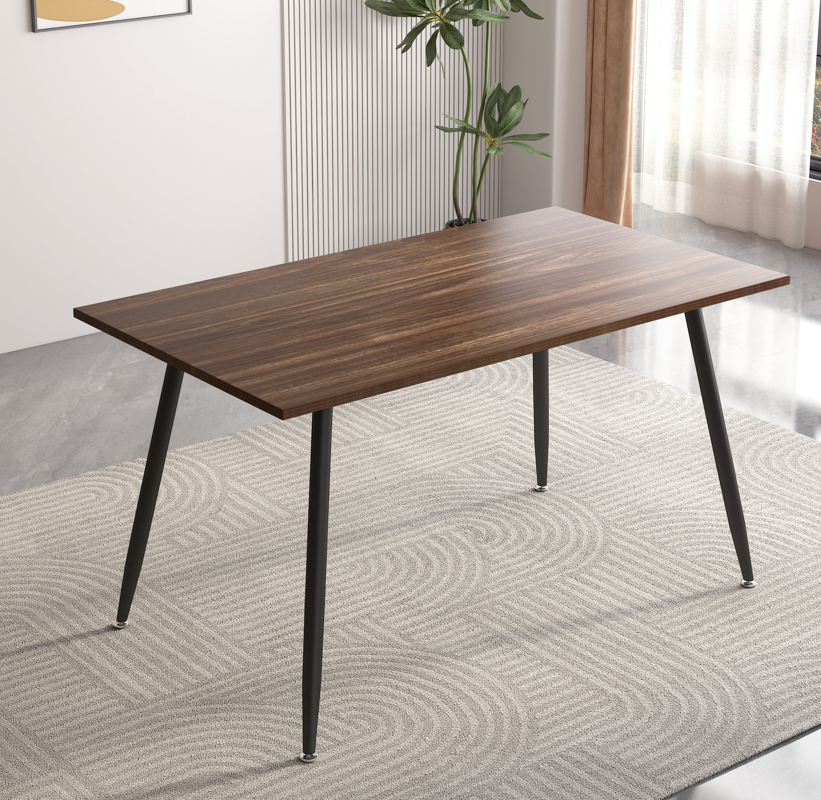 INO Design Modern Wooden Dining Table, Rectangle Walnut Wood Pattern ...