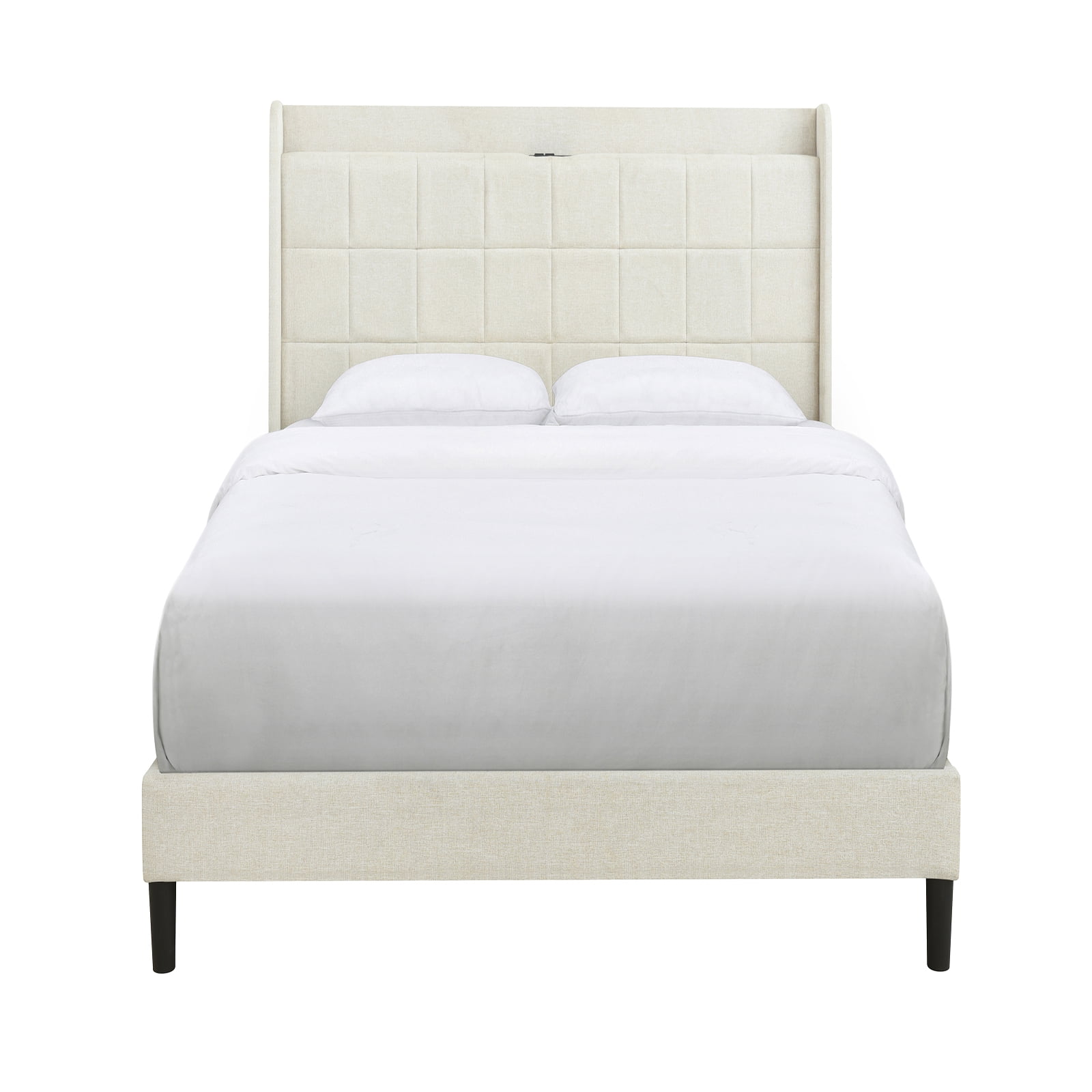 INO Design Queen Size Bed Frame with Tufted Upholstered Headboard ...