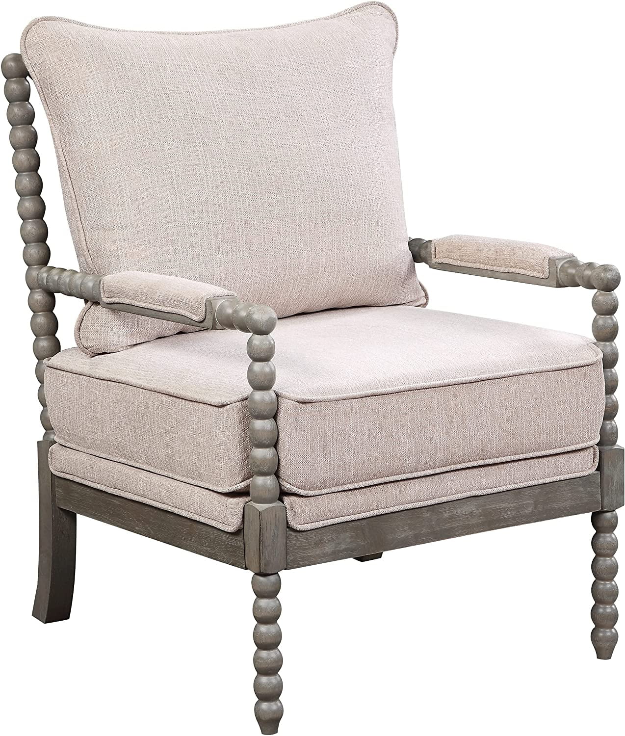 INONG Abbott Spindle Accent Chair with Padded Spring Seat and Brushed ...