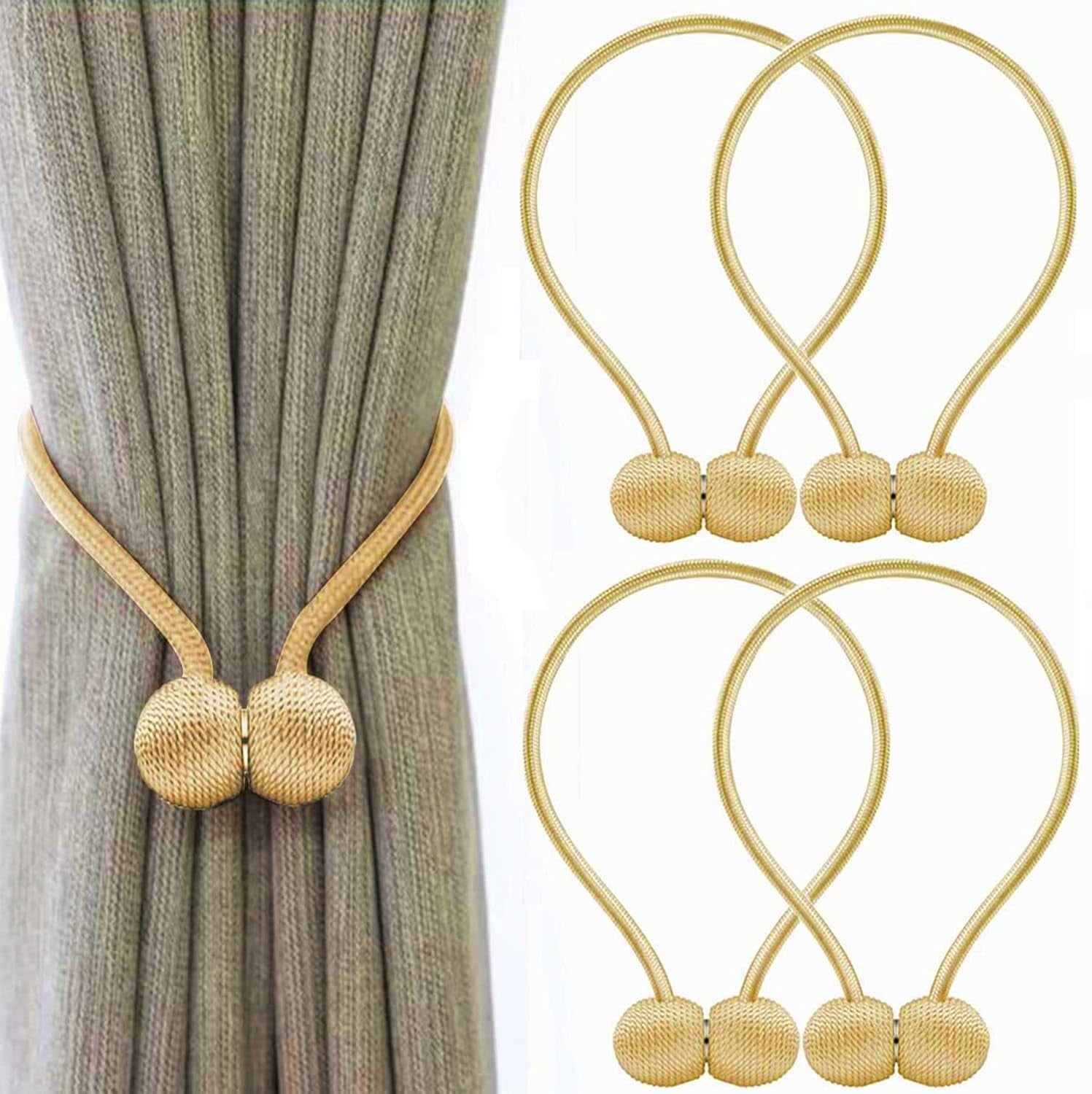 INOVERA LABEL 4 Pieces Window Curtain Tiebacks Drapery HoldBacks Band ...