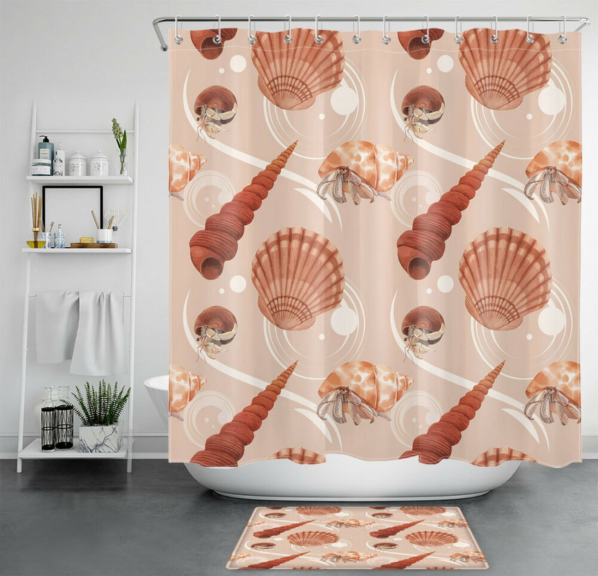 Inpercust Oceanic Delight Marine Life Conch Shower Curtain