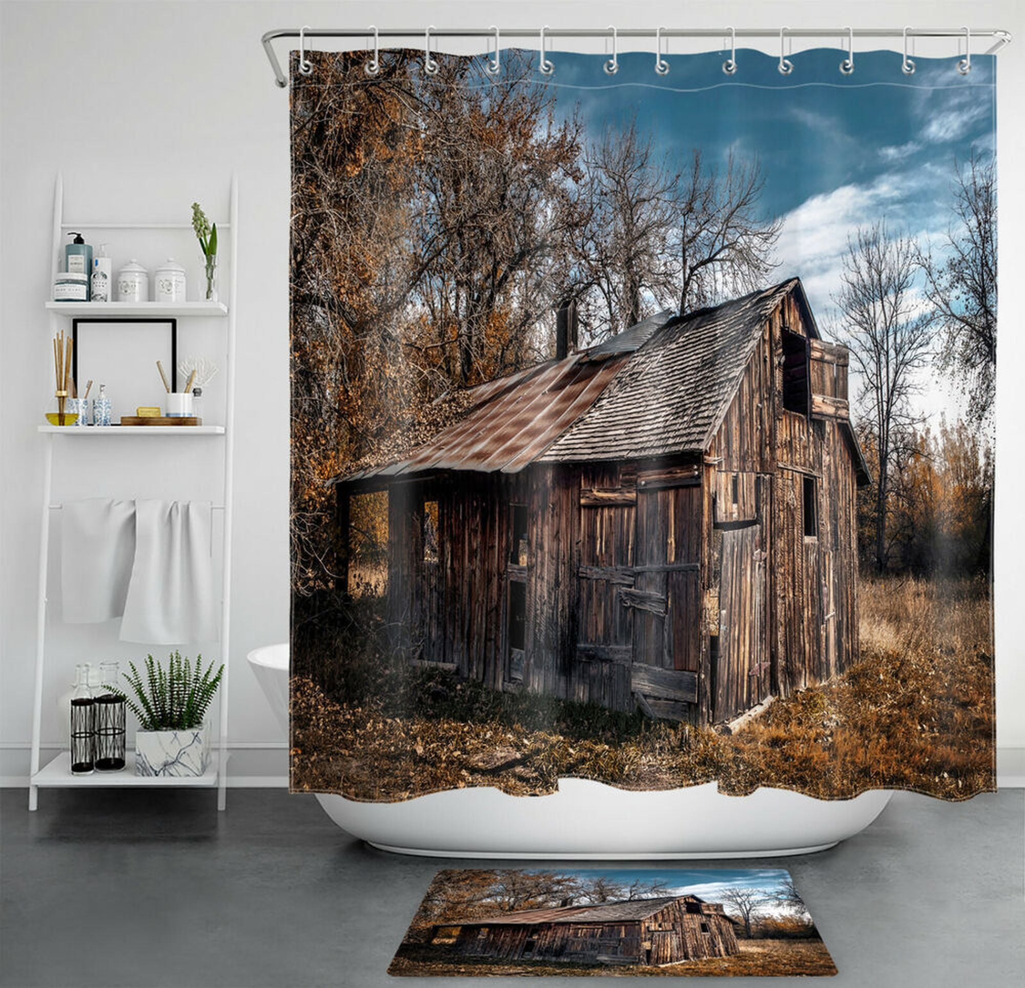 INPERCUST Rustic Farmhouse Shower Curtain: Vintage Barnyard Bathroom ... INPERCUST Rustic Farmhouse Shower Curtain: Vintage Barnyard Bathroom ...