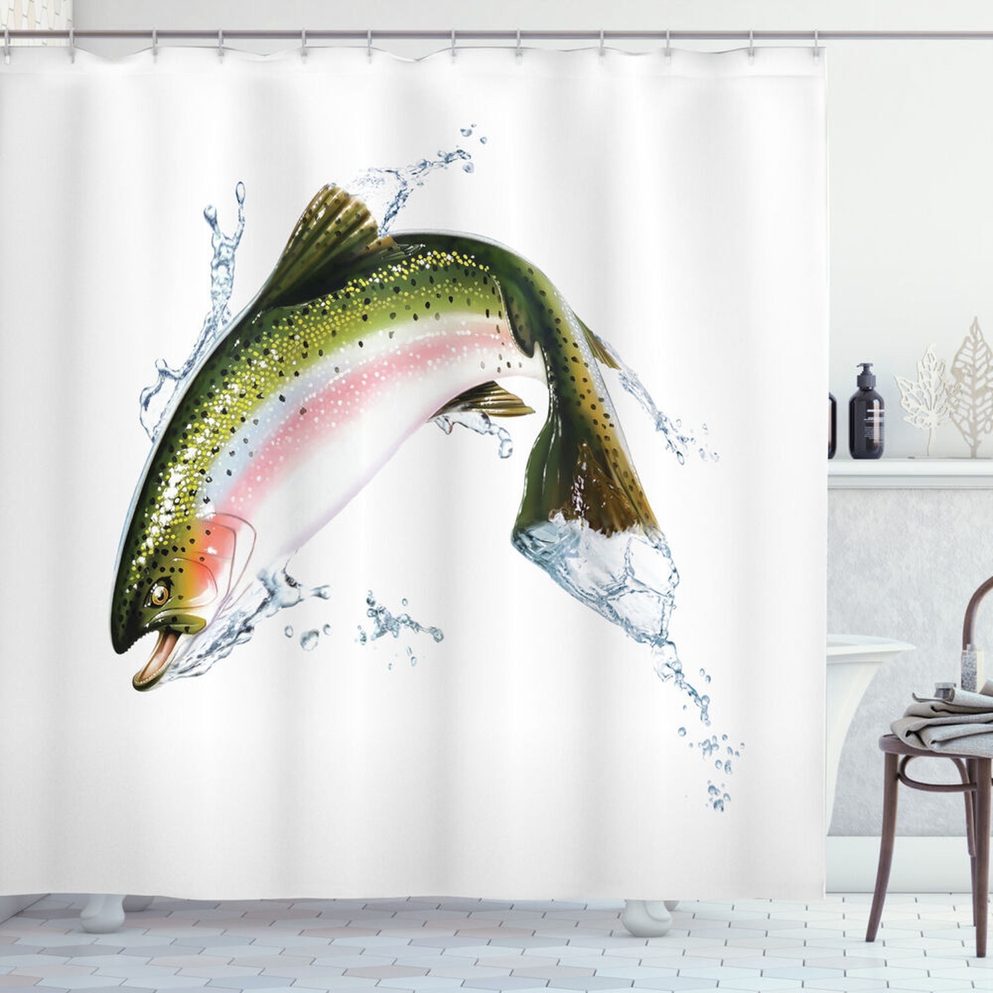 INPERCUST Salmon Splash Bathroom Decor Shower Curtain - Walmart.com