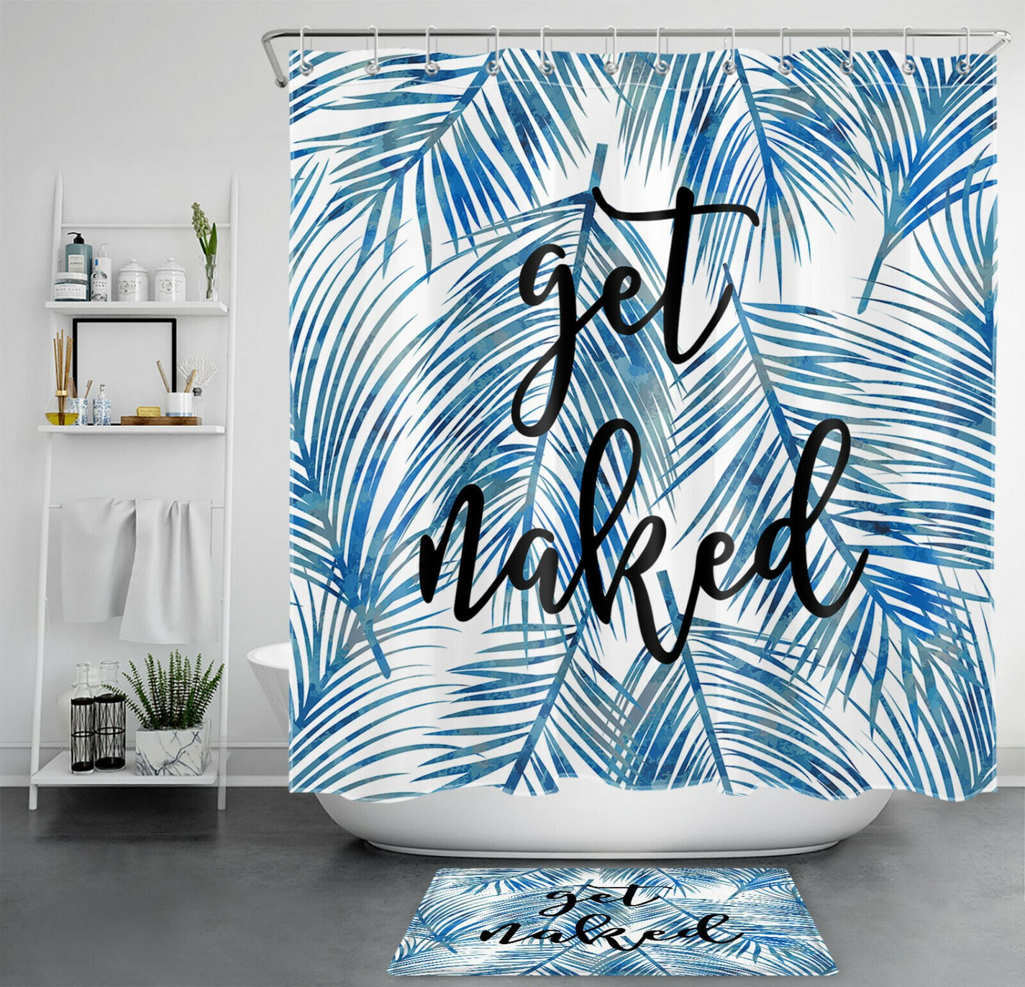 INPERCUST Tropical Oasis Shower Curtain with Playful Word Design ...