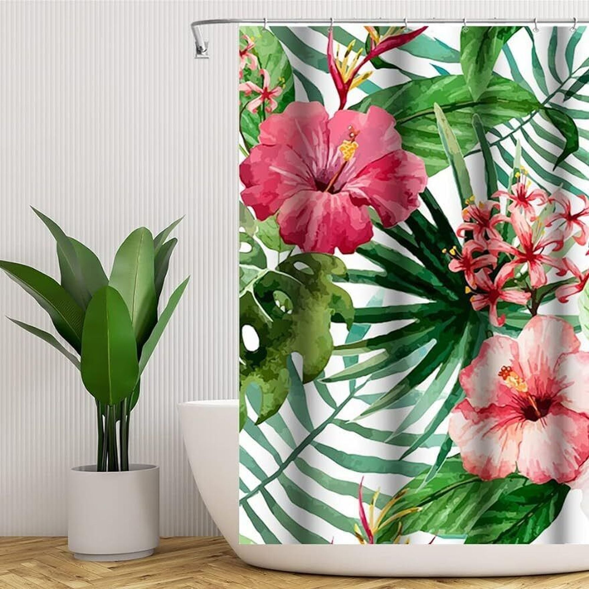 INPERCUST Tropical Paradise: Vibrant Floral Shower Curtain with ...