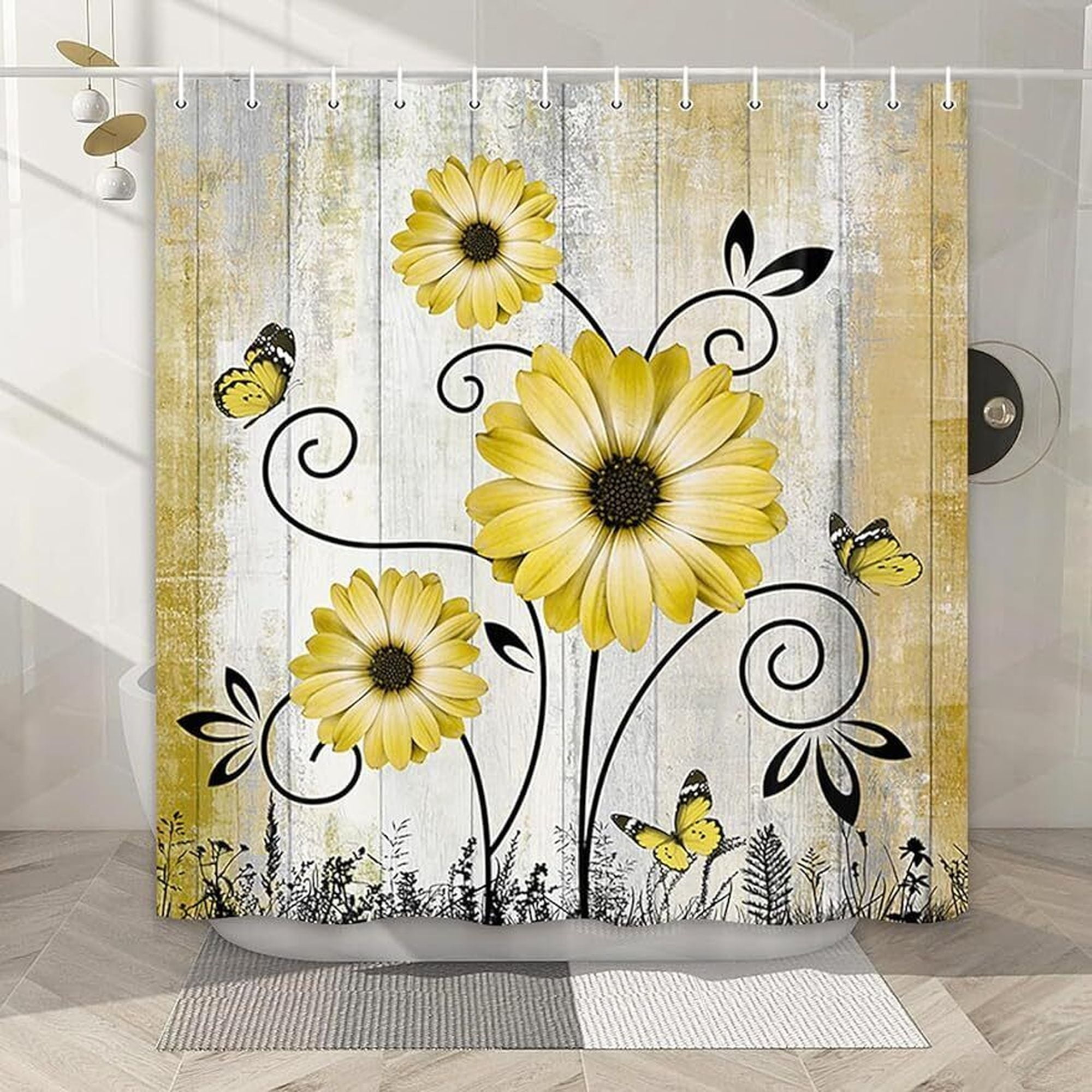 INPERCUST Vintage Farmhouse Daisy Butterfly Shower Curtain - Walmart.com INPERCUST Vintage Farmhouse Daisy Butterfly Shower Curtain - Walmart.com