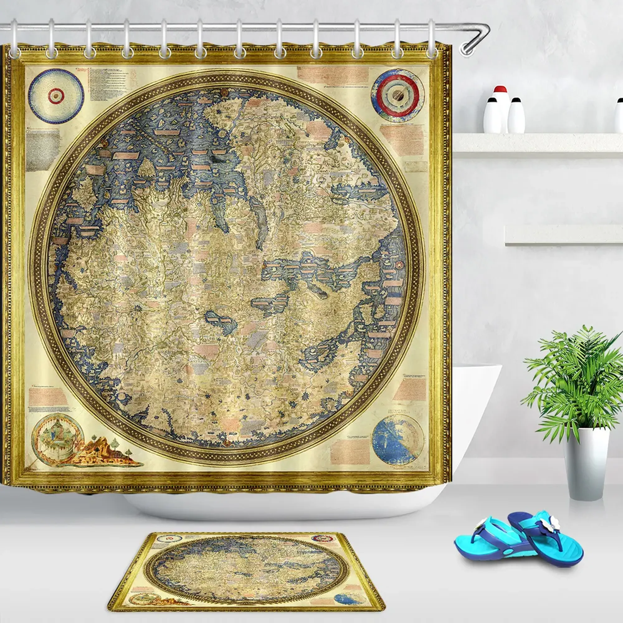 INPERCUST Vintage World Map Waterproof Shower Curtain - Walmart.com INPERCUST Vintage World Map Waterproof Shower Curtain - Walmart.com